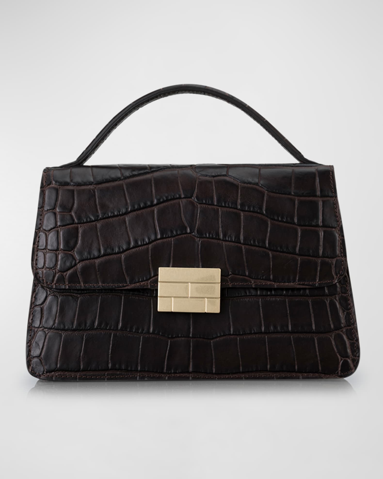 FRAME Le Signature Small Croc-Embossed Top-Handle Bag | Neiman Marcus