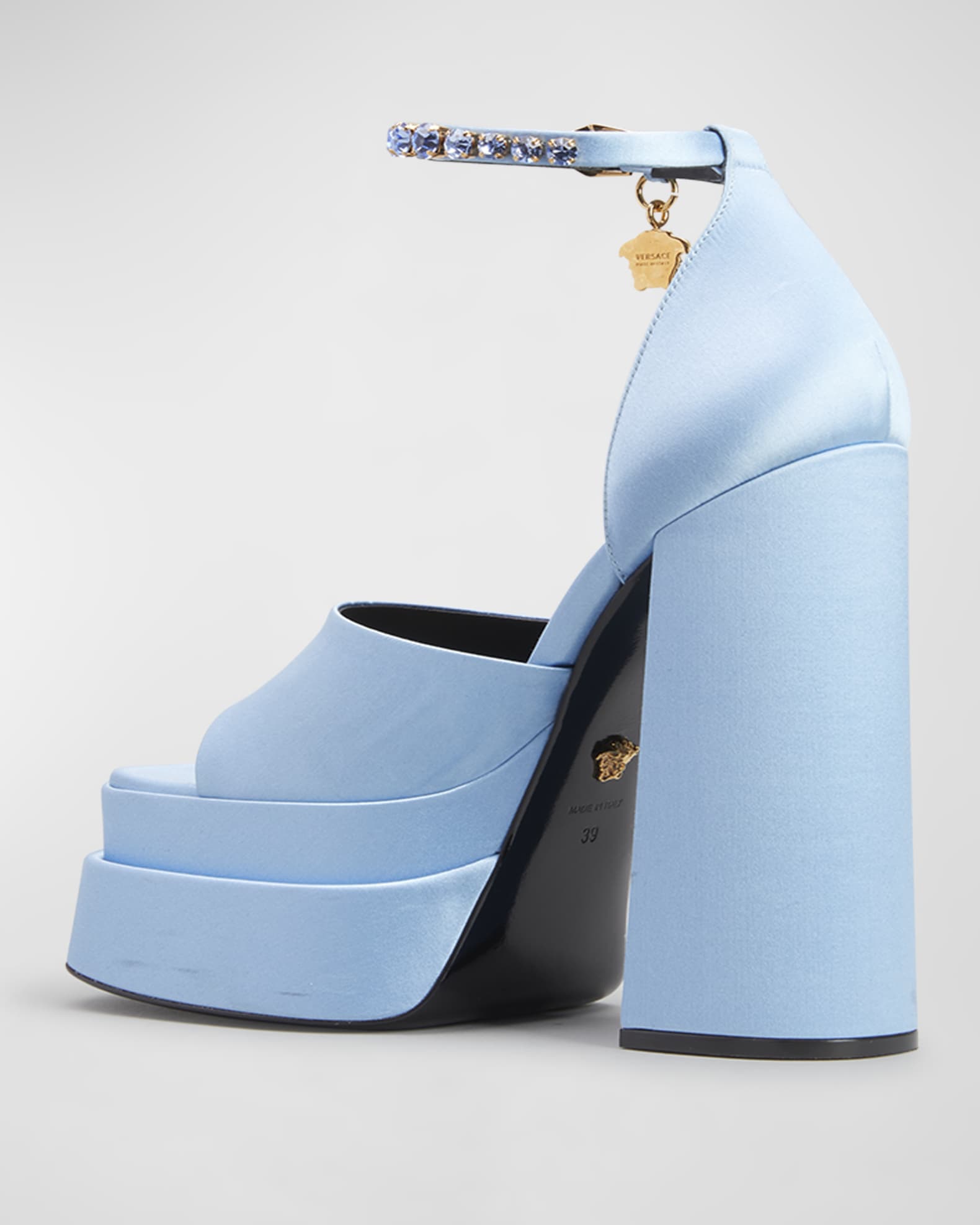 Versace Medusa Crystal Ankle-Strap Platform Sandals | Neiman Marcus