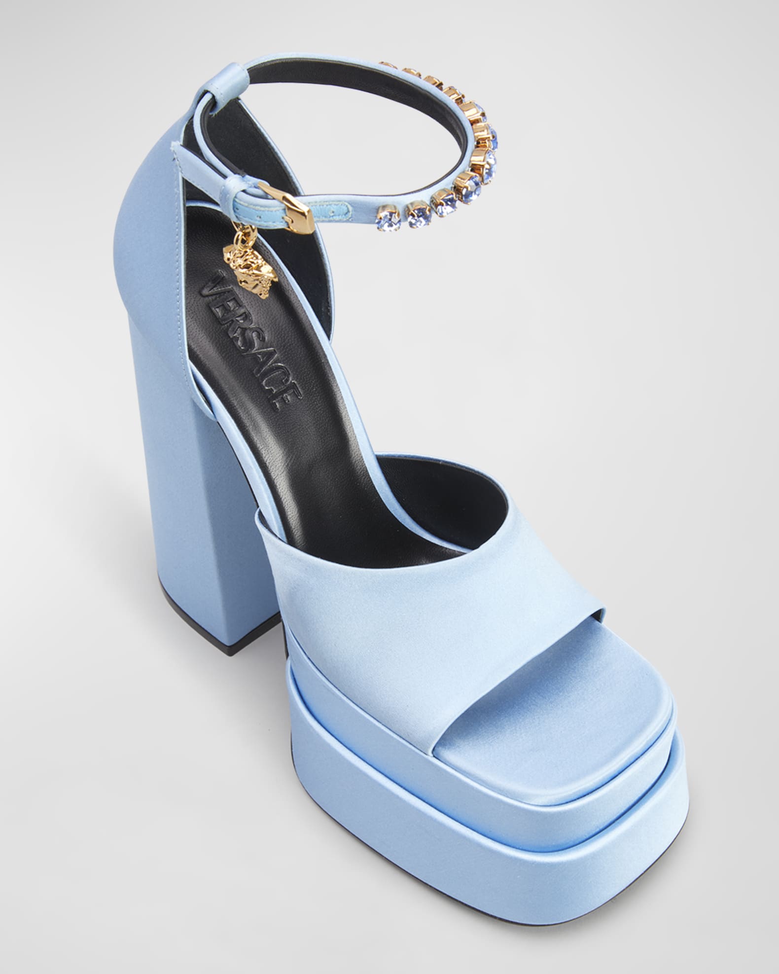 Versace Medusa Crystal Ankle-Strap Platform Sandals | Neiman Marcus