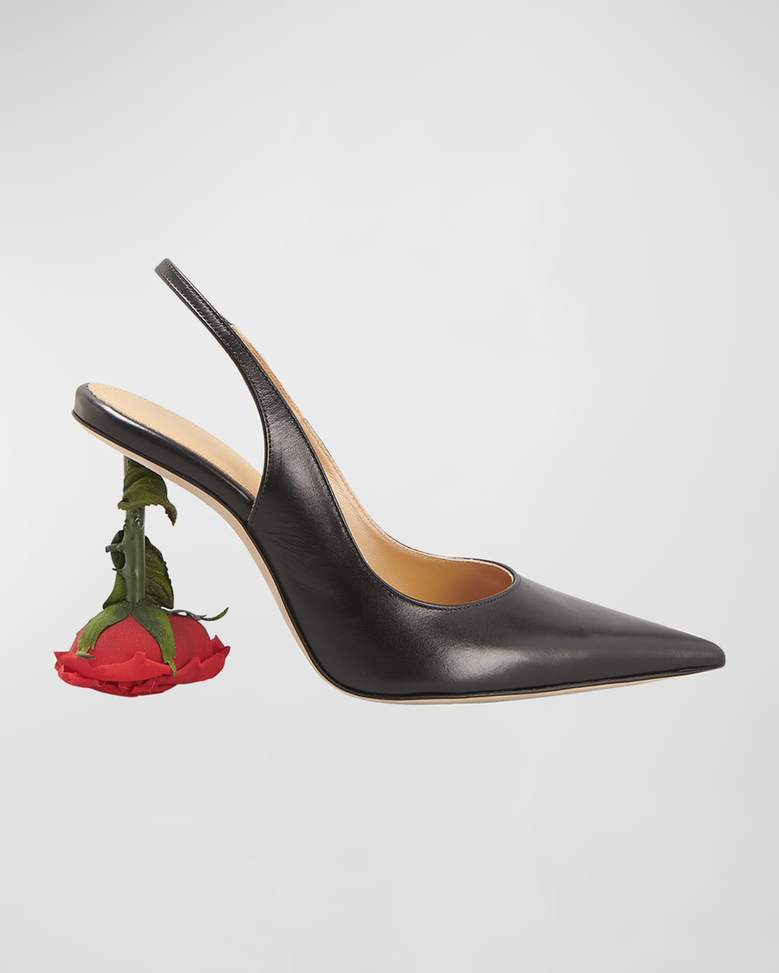 Loewe Leather Rose-Heel Slingback Pumps | Neiman Marcus