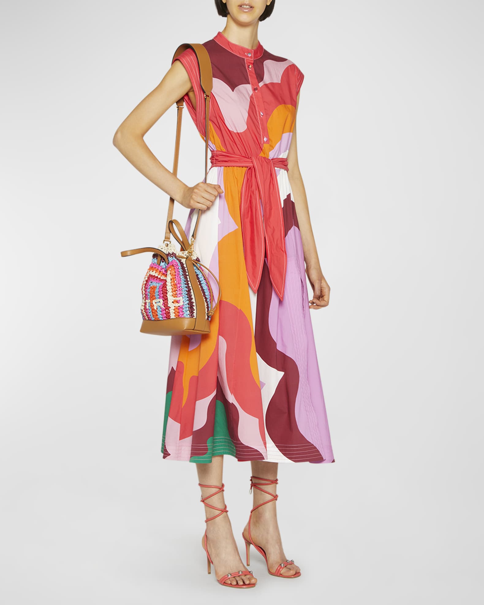 Etro Multicolor Crochet Raffia Bucket Bag | Neiman Marcus