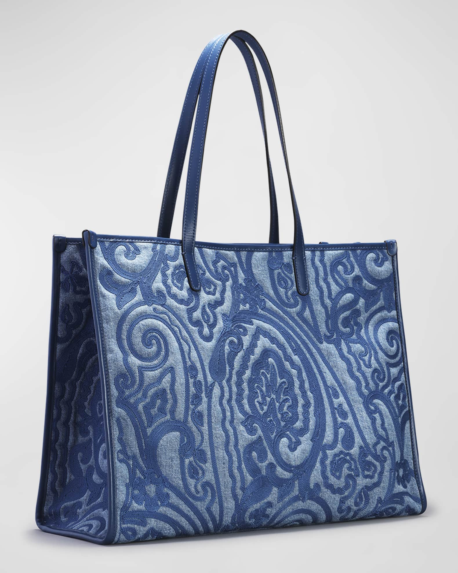 Etro Globetrotter Denim Tote Bag | Neiman Marcus