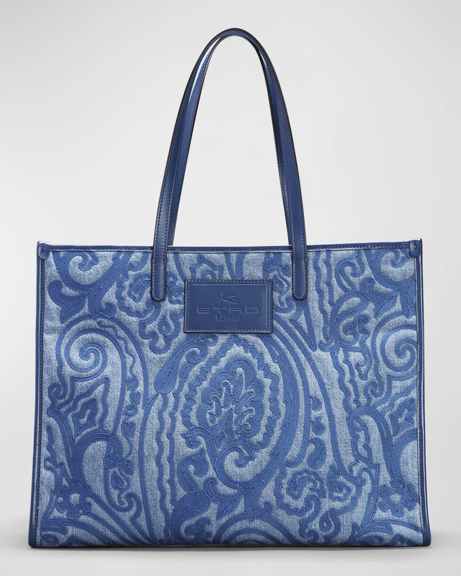 Etro Globetrotter Denim Tote Bag | Neiman Marcus