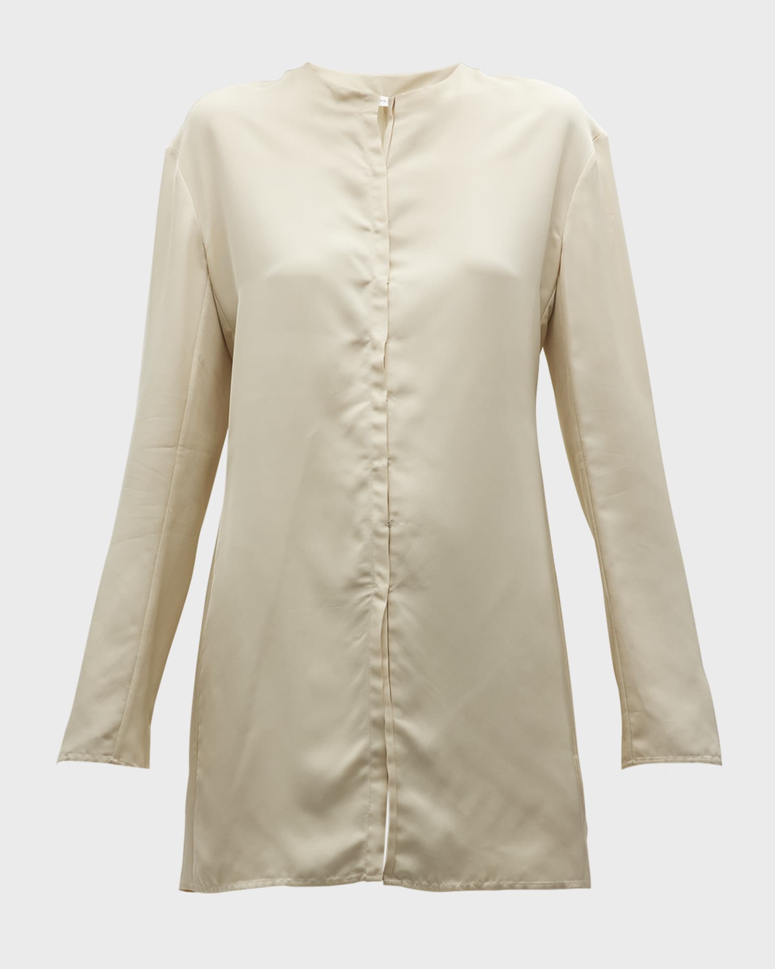 THE ROW Berilla Satin Button-Front Top | Neiman Marcus