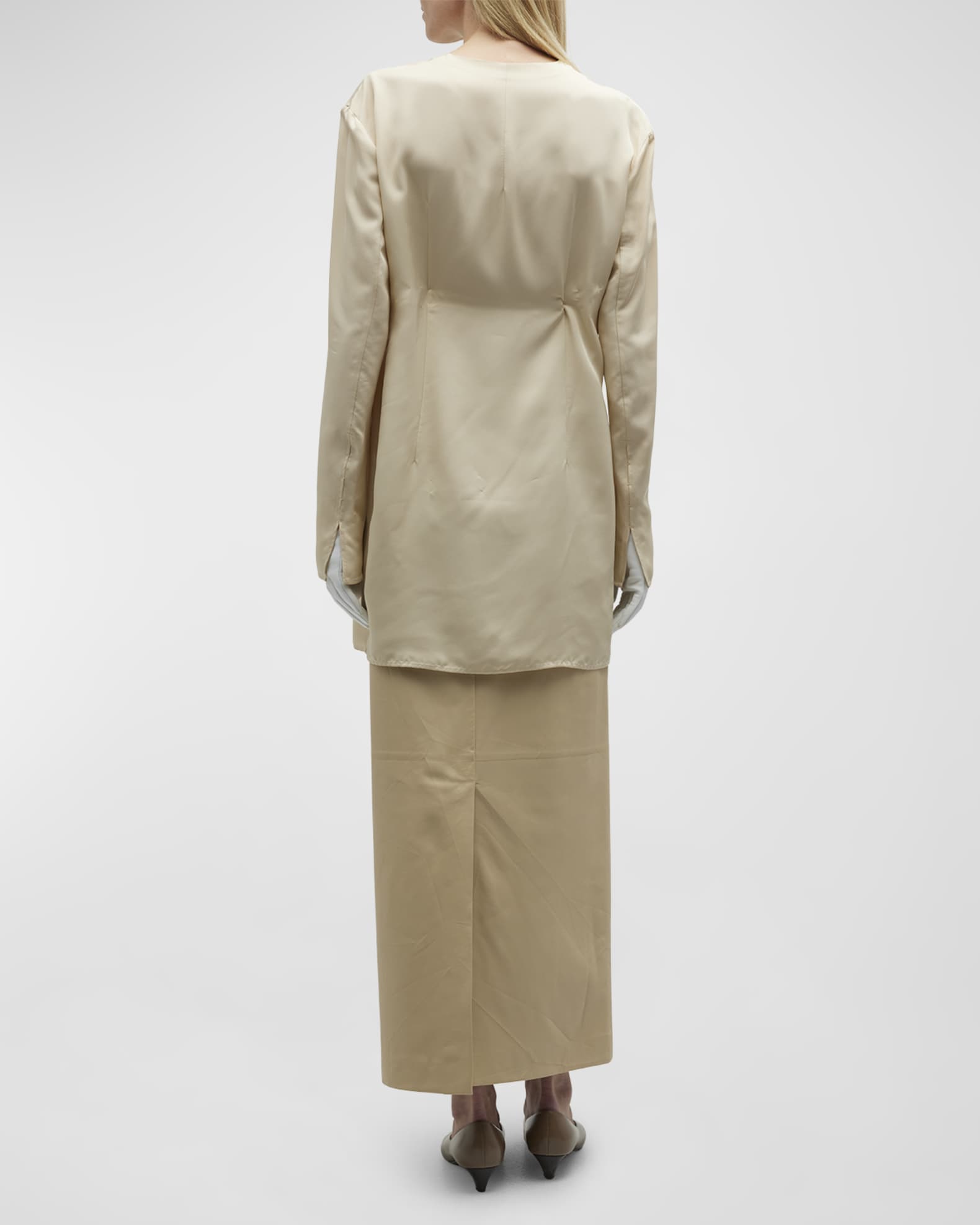 THE ROW Berilla Satin Button-Front Top | Neiman Marcus