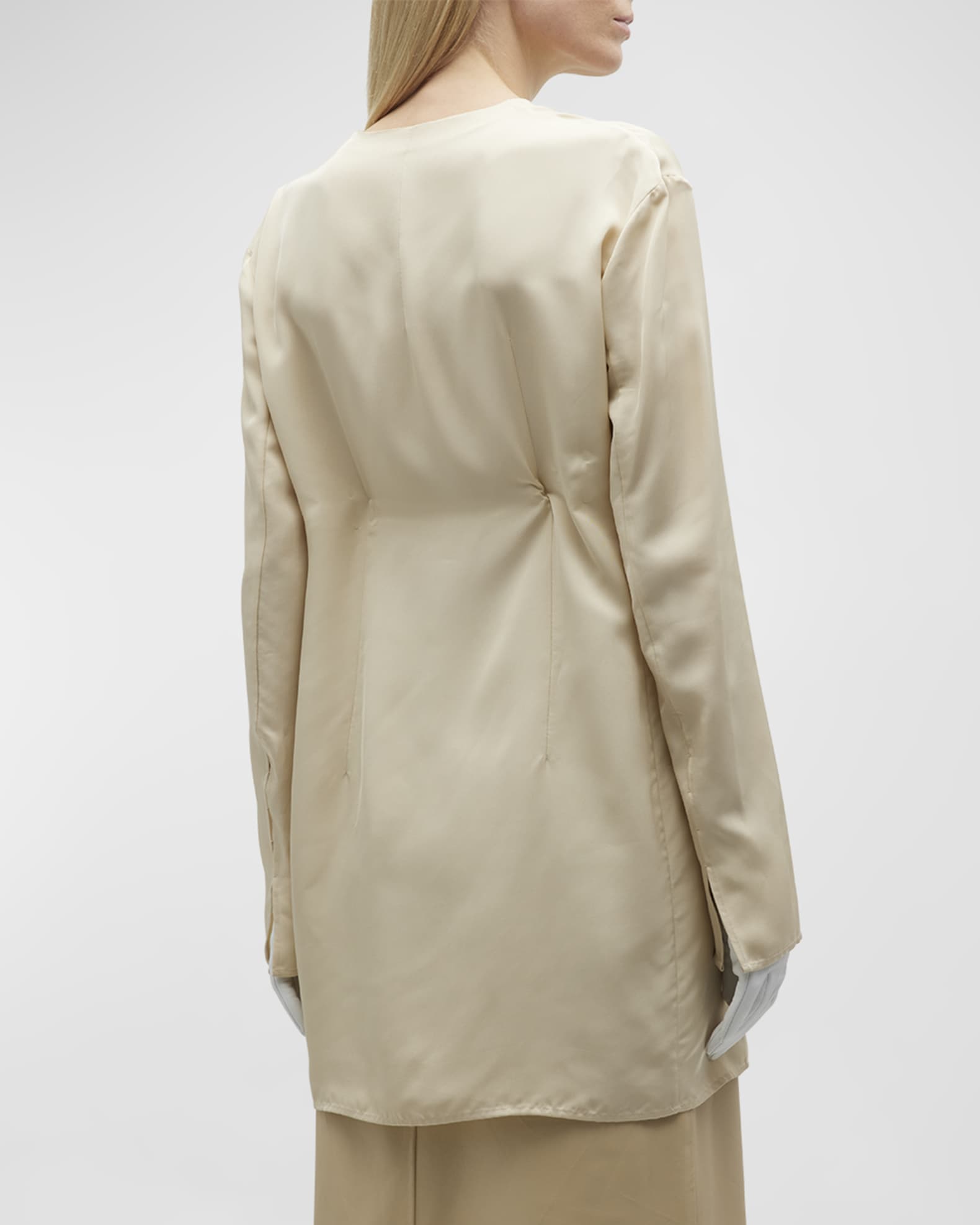 THE ROW Berilla Satin Button-Front Top | Neiman Marcus