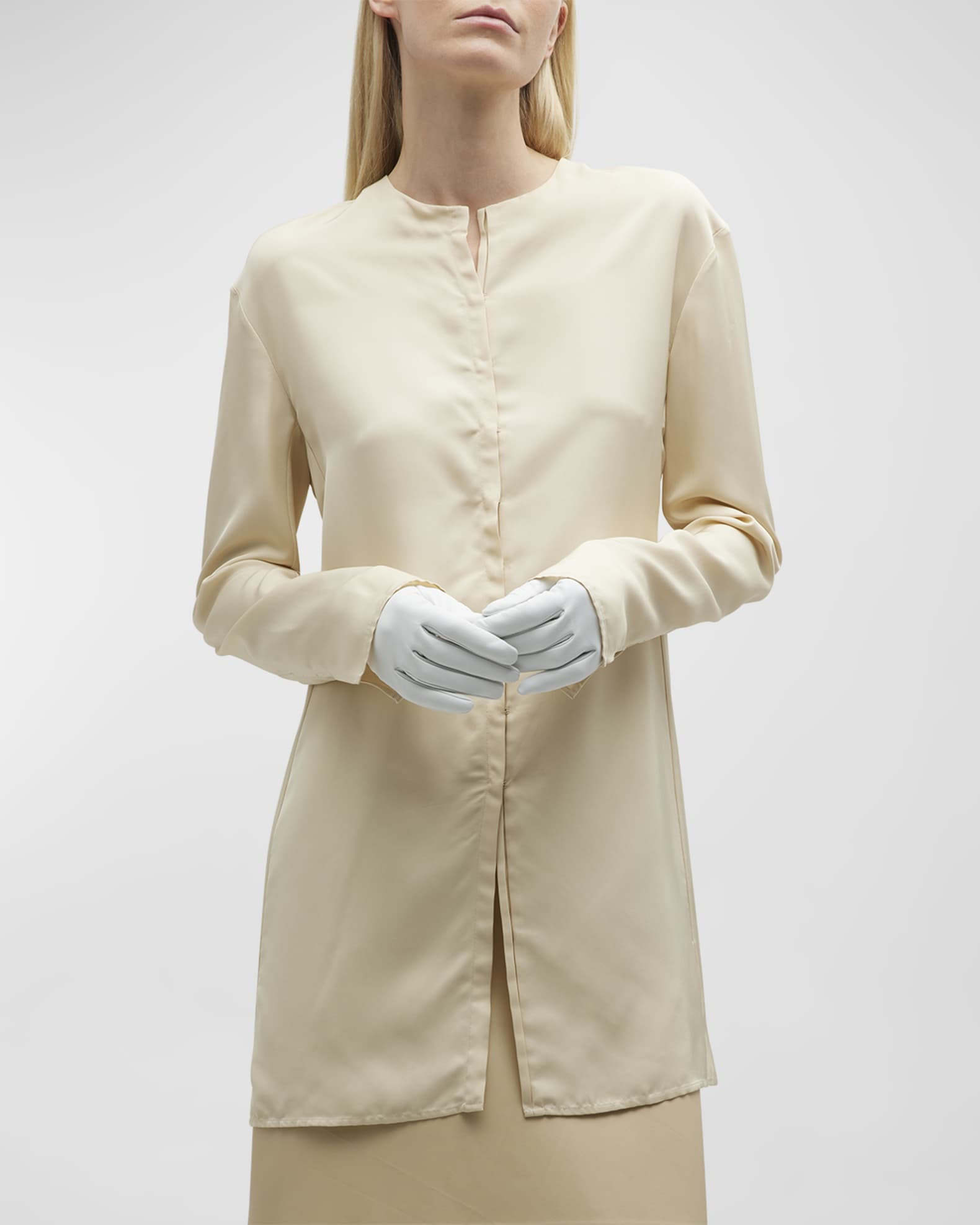 THE ROW Berilla Satin Button-Front Top | Neiman Marcus