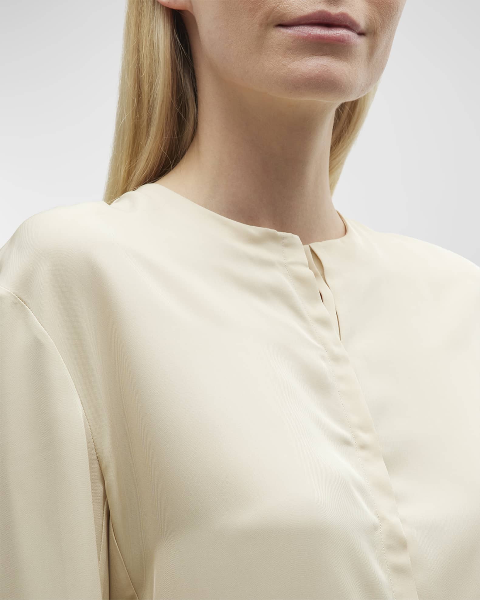THE ROW Berilla Satin Button-Front Top | Neiman Marcus