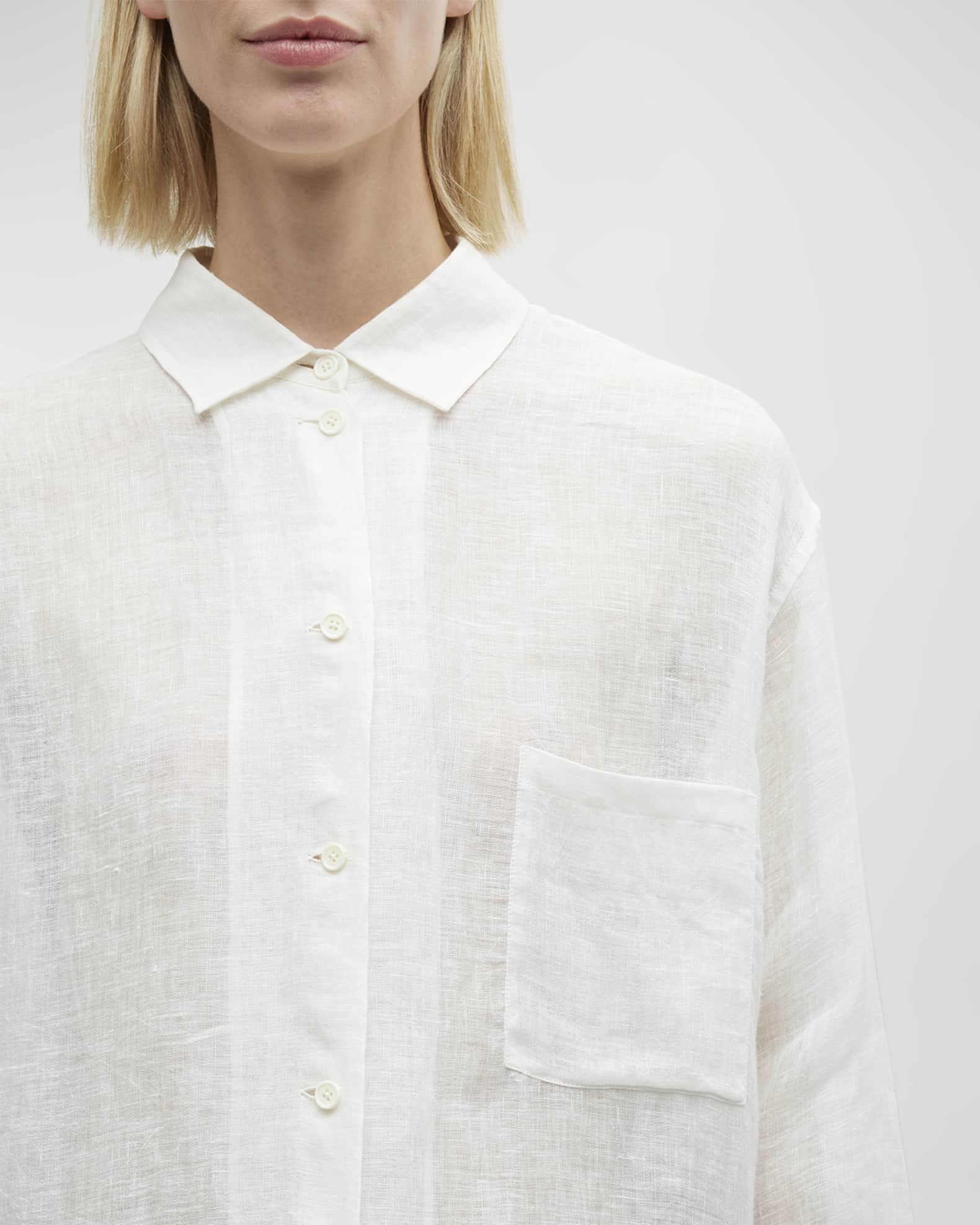 THE ROW Brant Linen Button-Front Shirt | Neiman Marcus