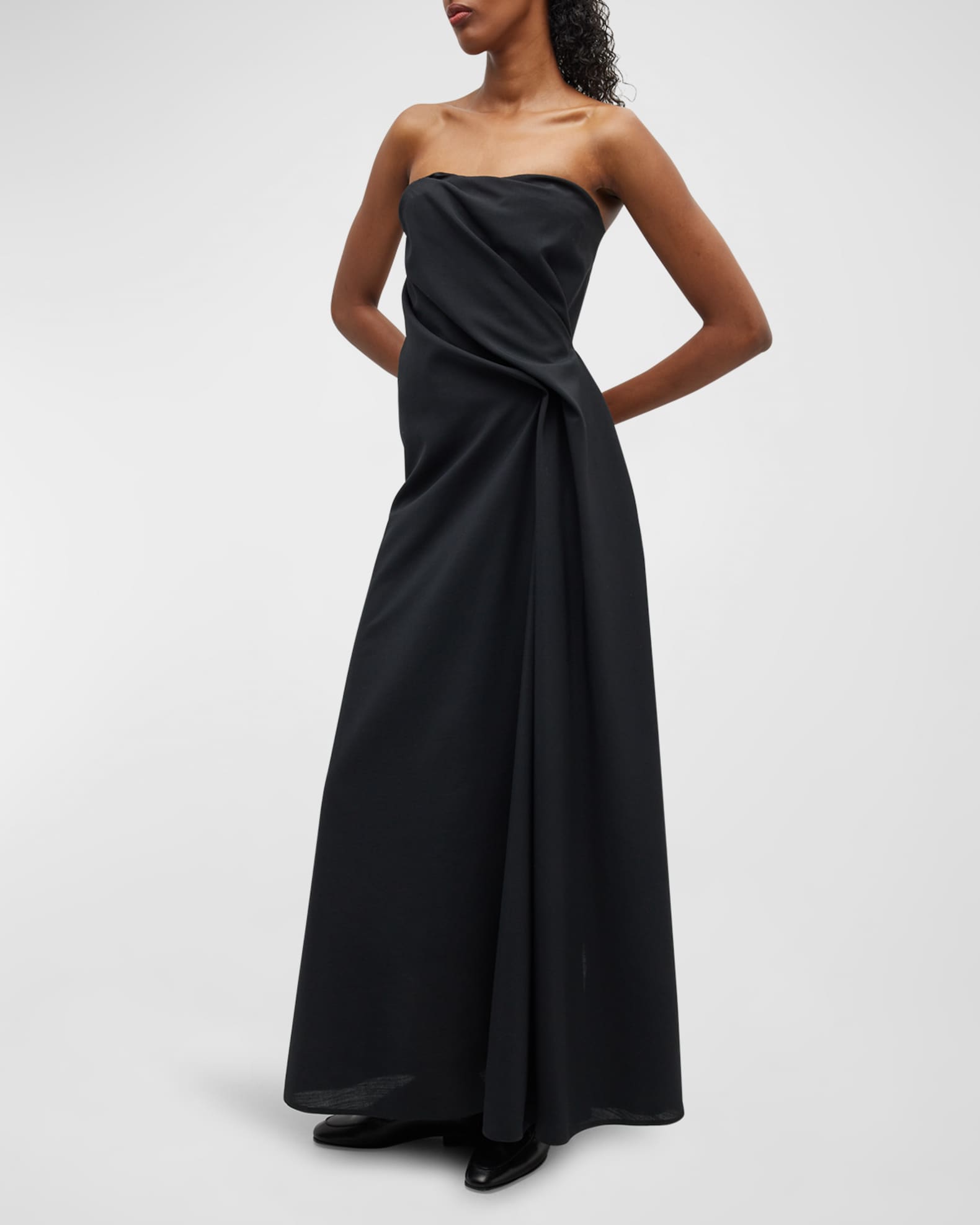 THE ROW Bima Gathered Strapless Dress | Neiman Marcus
