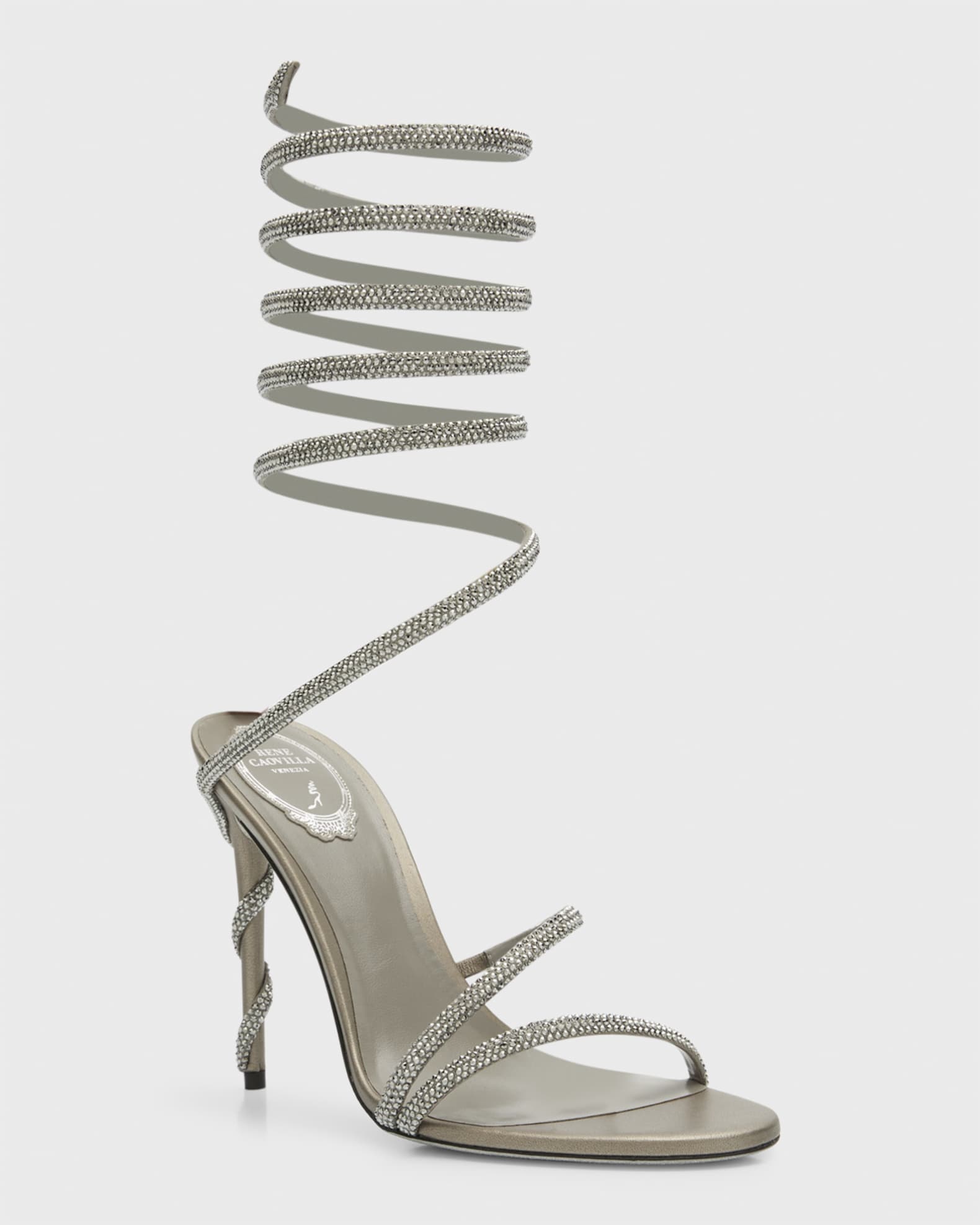 Rene Caovilla Strass Snake-Wrap Sandals | Neiman Marcus