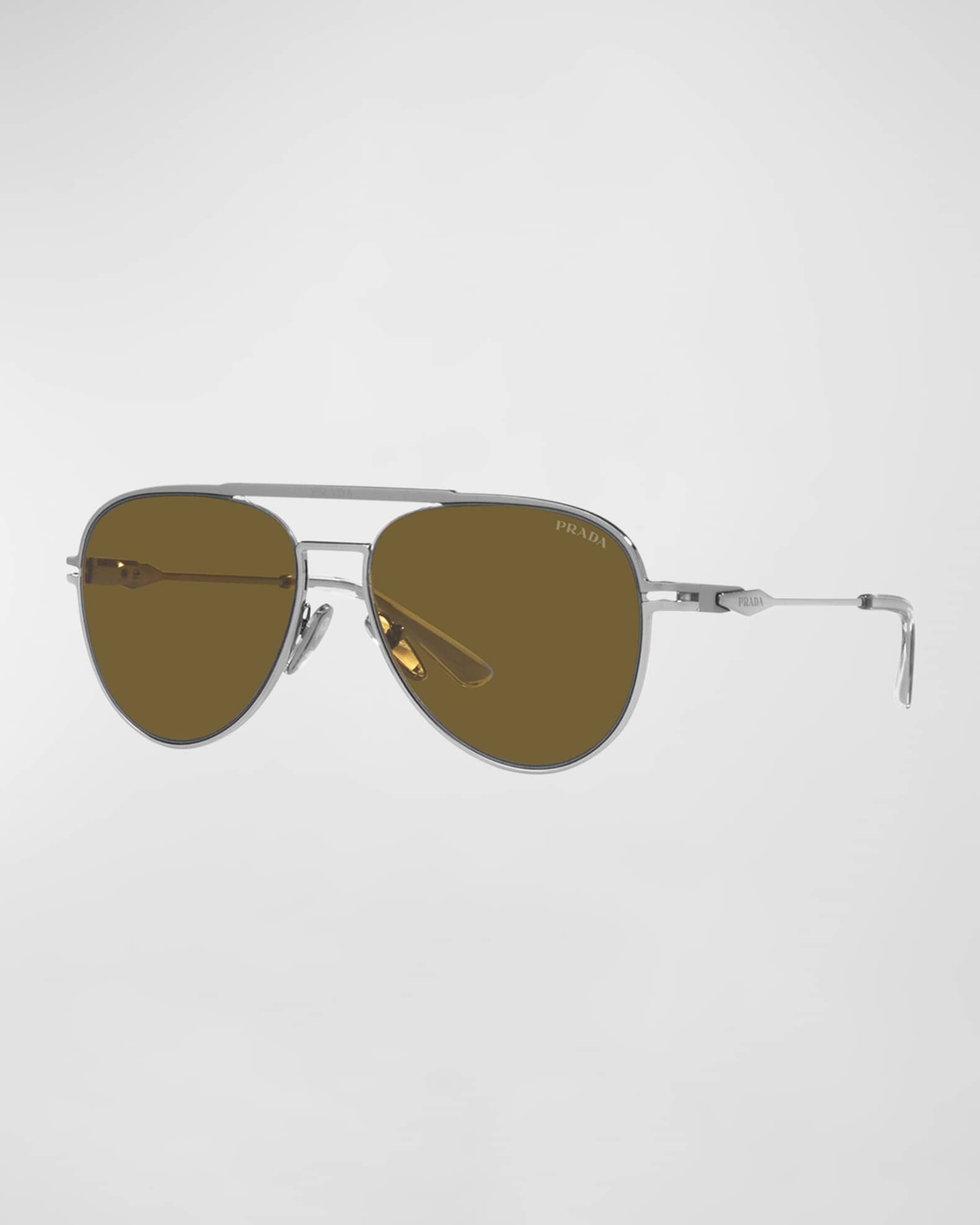 Prada Men's Double-Bridge Metal Aviator Sunglasses | Neiman Marcus