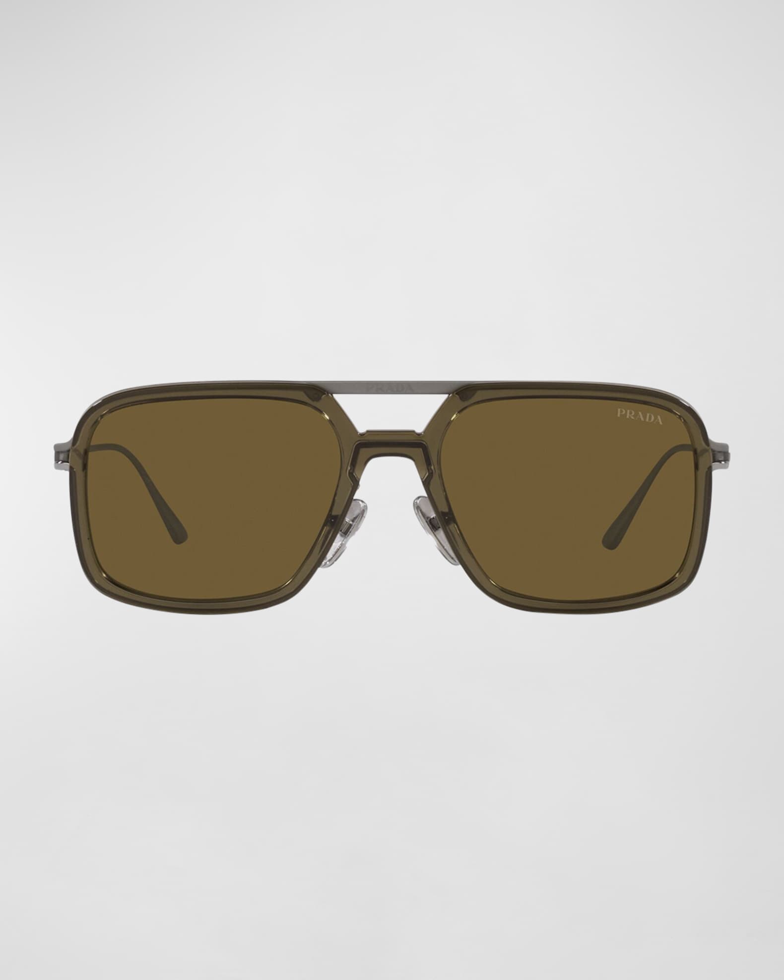 Prada Men's Double-Bridge Rectangle Sunglasses | Neiman Marcus