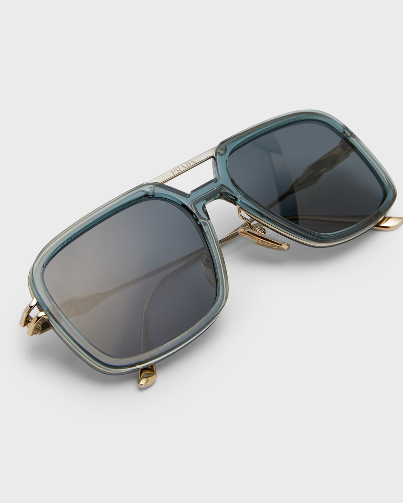 Prada Men's Double-Bridge Rectangle Sunglasses | Neiman Marcus