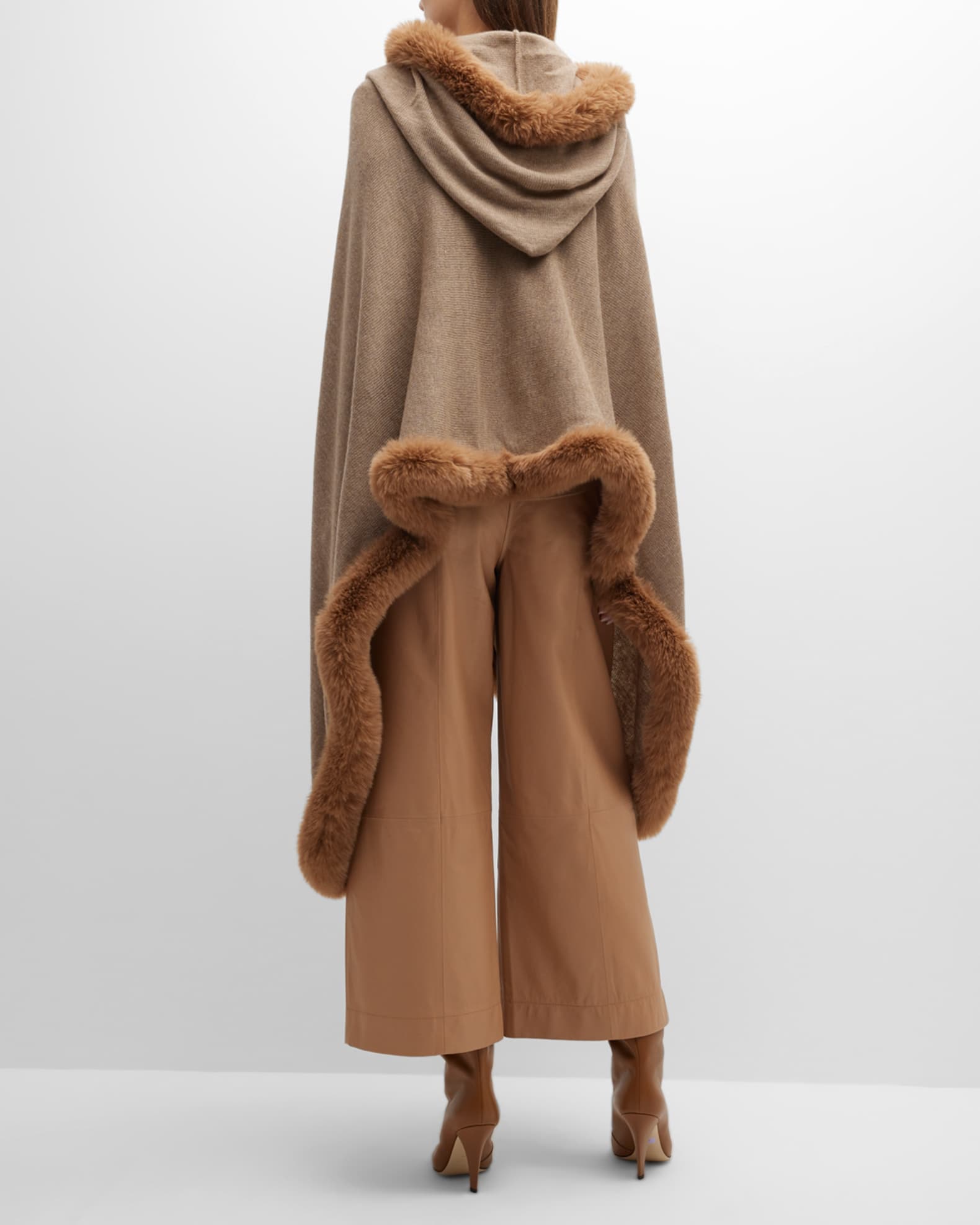 La Fiorentina Hooded Wrap w/ Faux Fur Trim | Neiman Marcus
