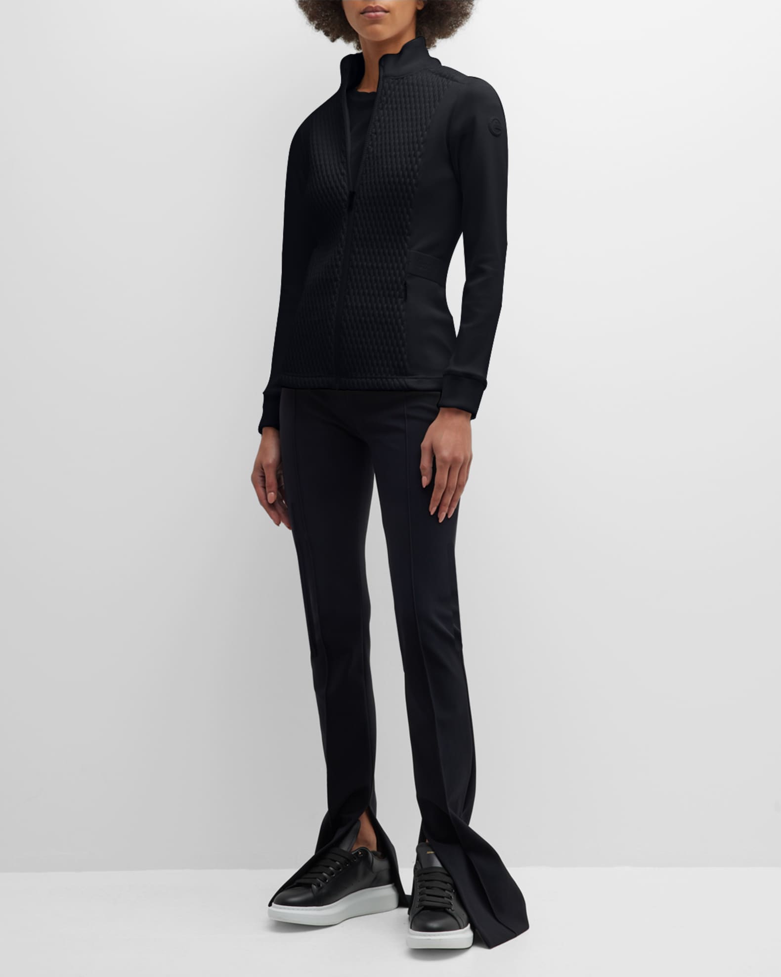 FUSALP Meryl Zip-Up Diamond Smocked Jacket | Neiman Marcus