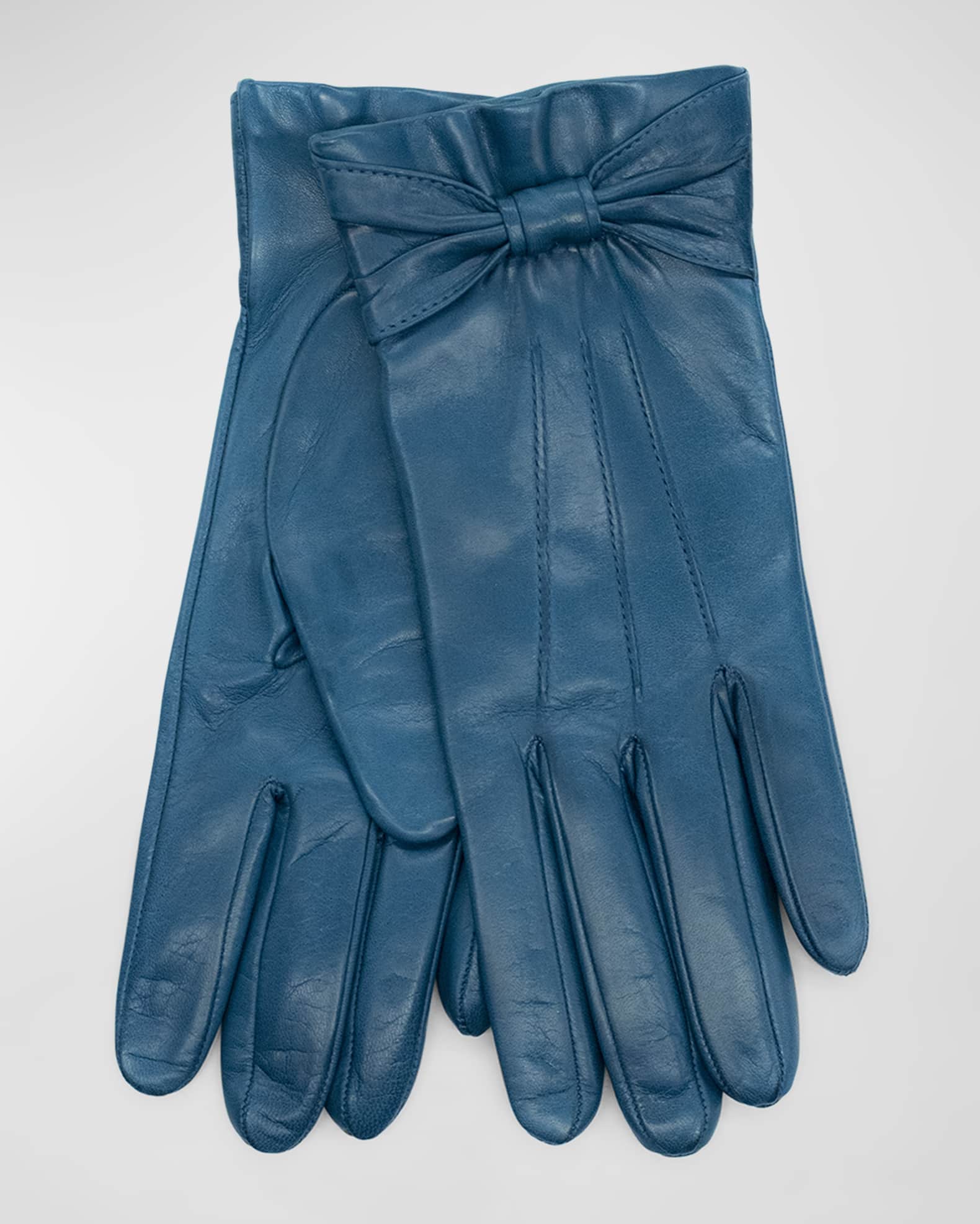 Portolano Bow Cuff Nappa Leather Gloves | Neiman Marcus