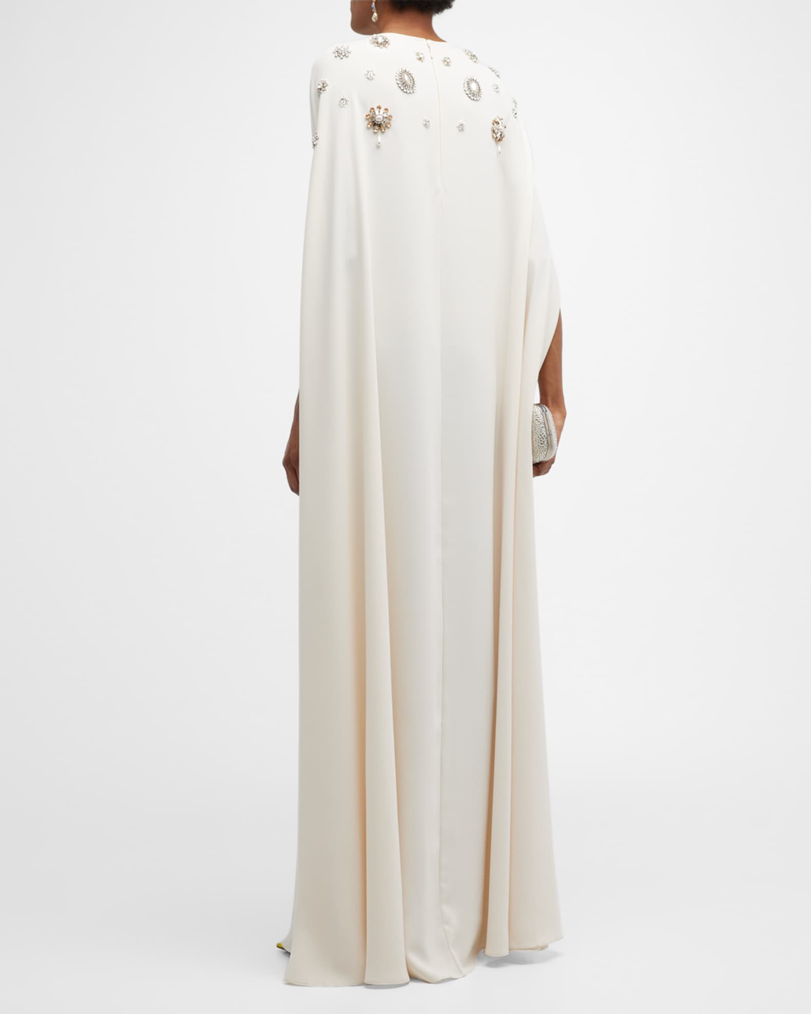 Zuhair Murad Jewel Brooches Embroidered Cady Kaftan Gown | Neiman Marcus