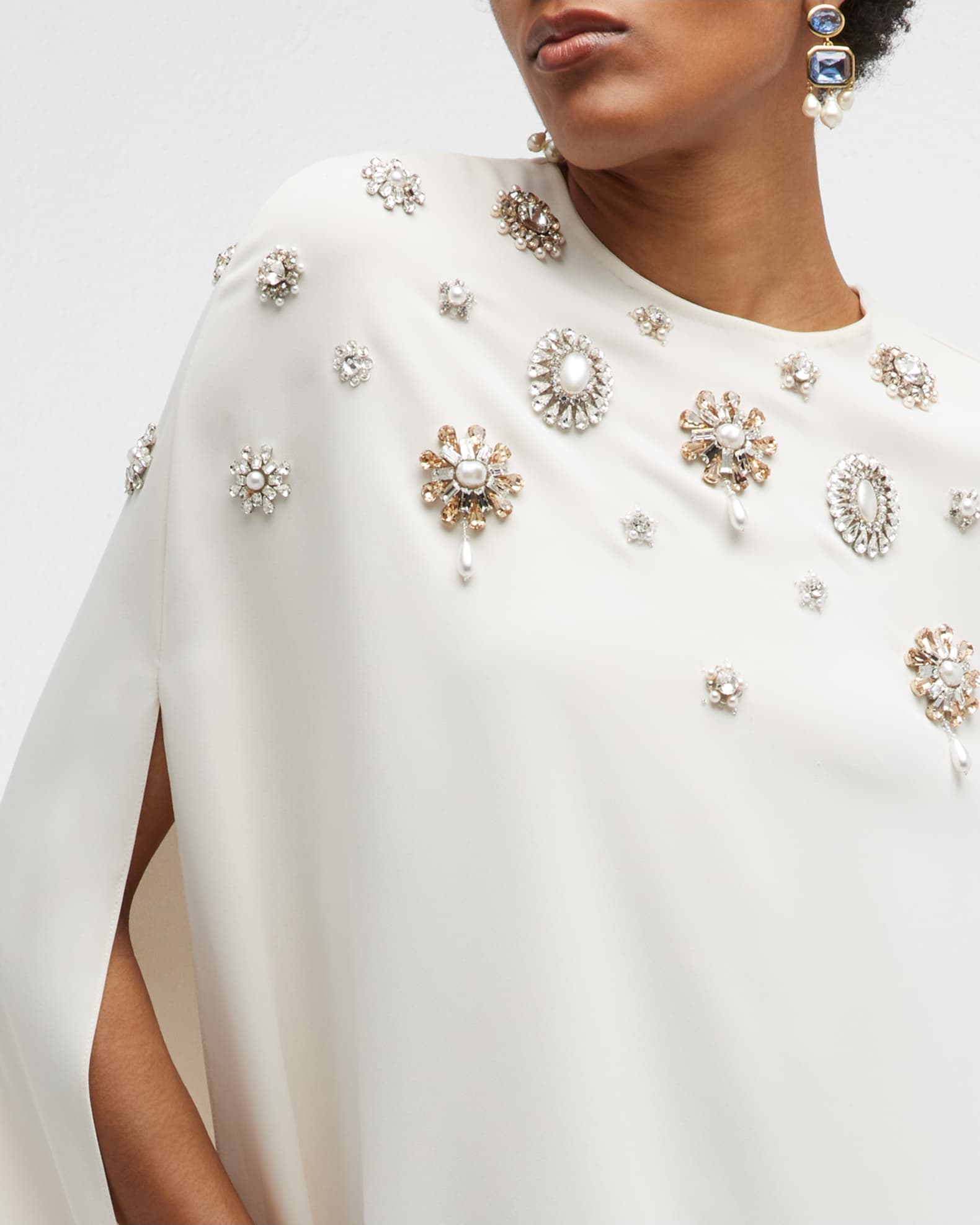 Zuhair Murad Jewel Brooches Embroidered Cady Kaftan Gown | Neiman Marcus