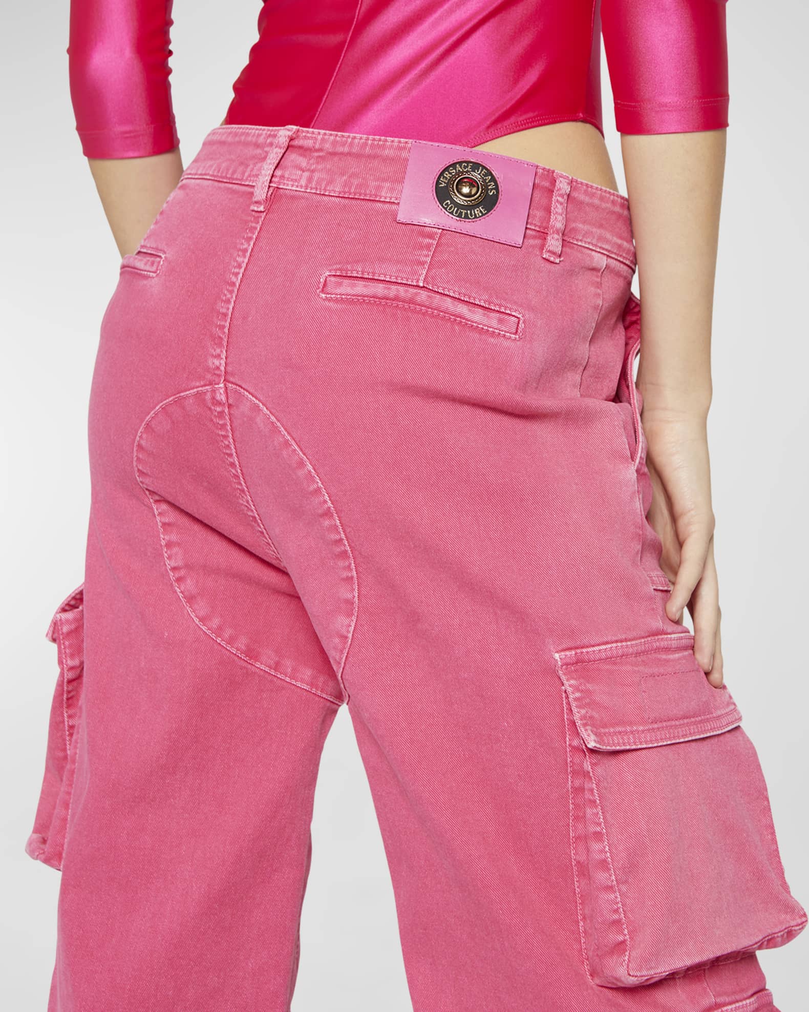 Versace Jeans Couture Relaxed Denim Cargo Pants | Neiman Marcus