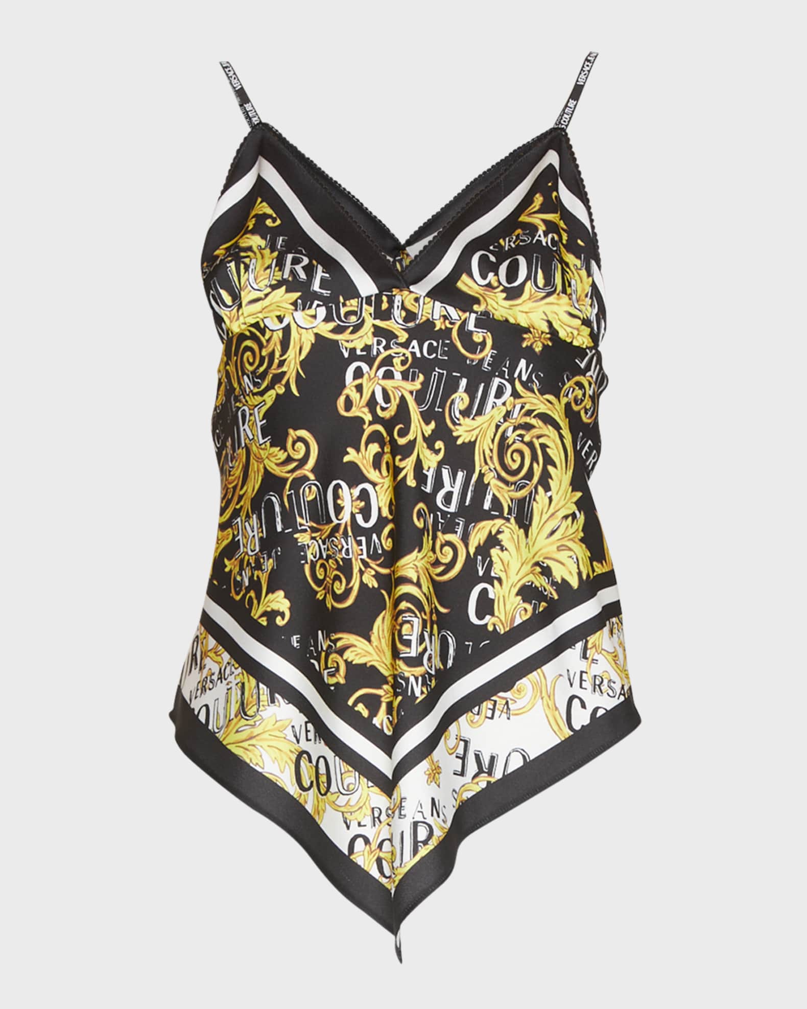 Versace Jeans Couture Logo Baroque Print Handkerchief Top | Neiman Marcus