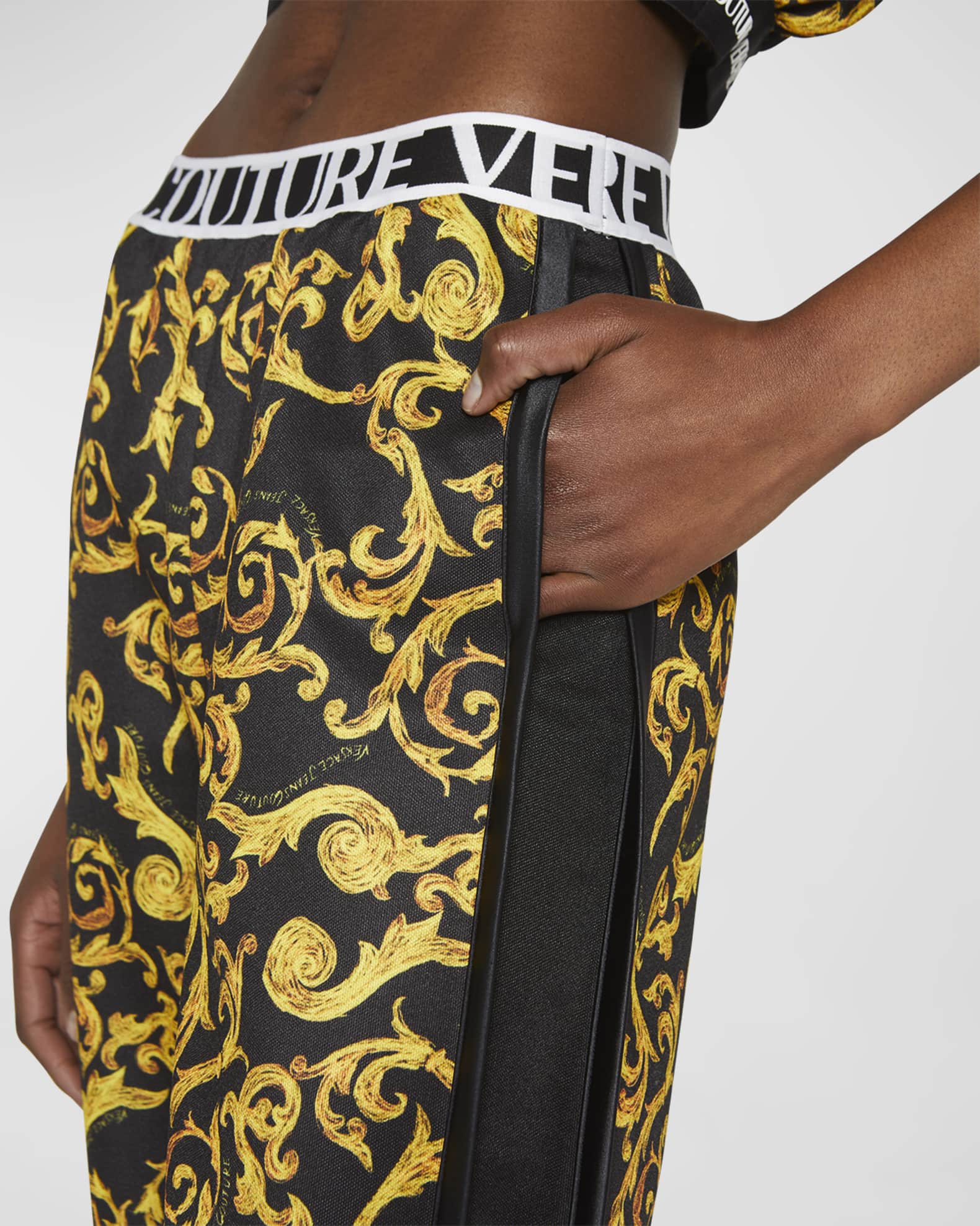 Versace Jeans Couture Logo Baroque Printed Pants | Neiman Marcus