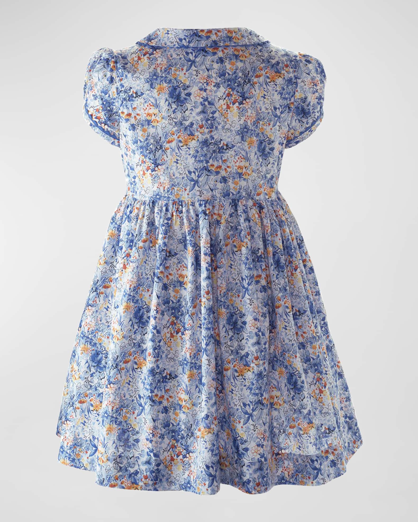 Rachel Riley Girl's Collared Floral-Print Dress, Size 3T-10 | Neiman Marcus