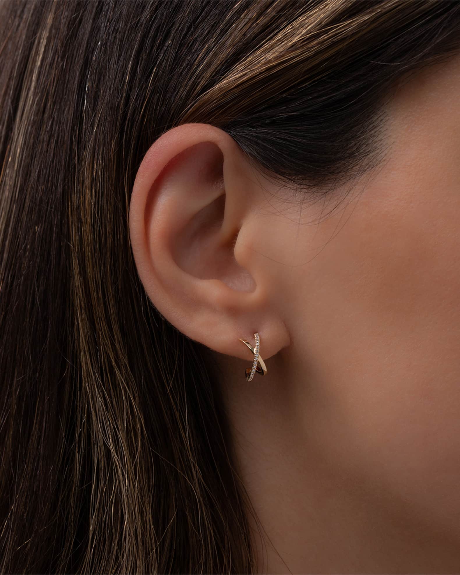 Zoe Lev Jewelry 14K Gold and Diamond X Stud Earrings | Neiman Marcus