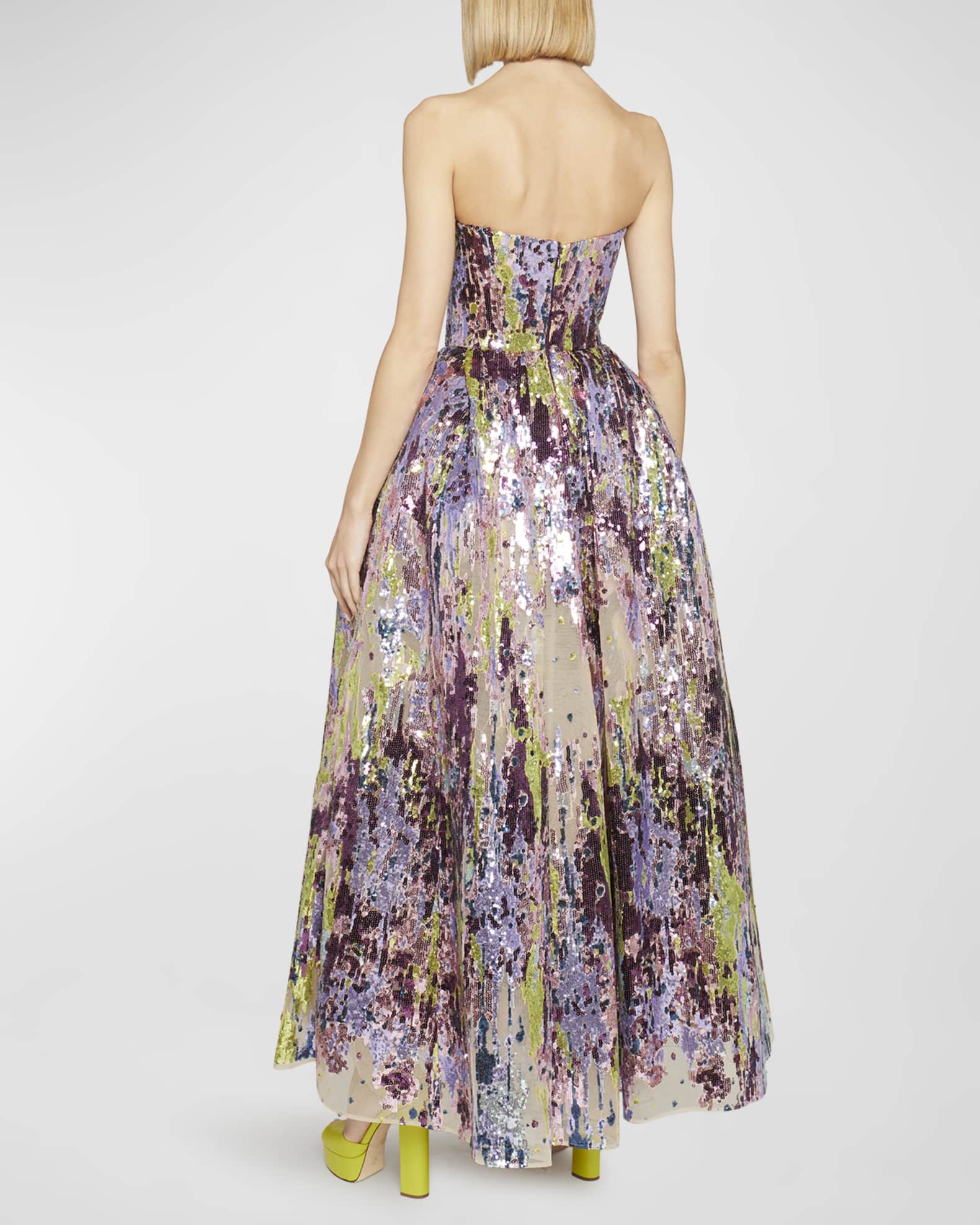 Elie Saab Sequin Embroidered Tulle Fit-&-Flare Gown | Neiman Marcus