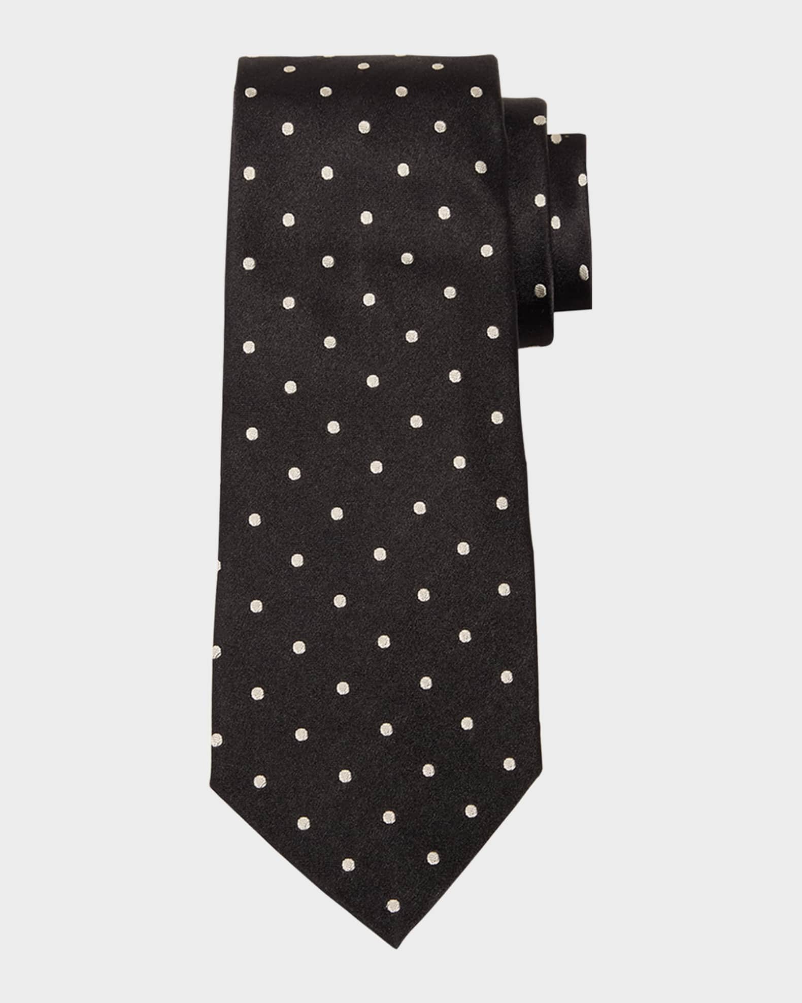 Ralph Lauren Purple Label Men's Dotted Satin Tie | Neiman Marcus
