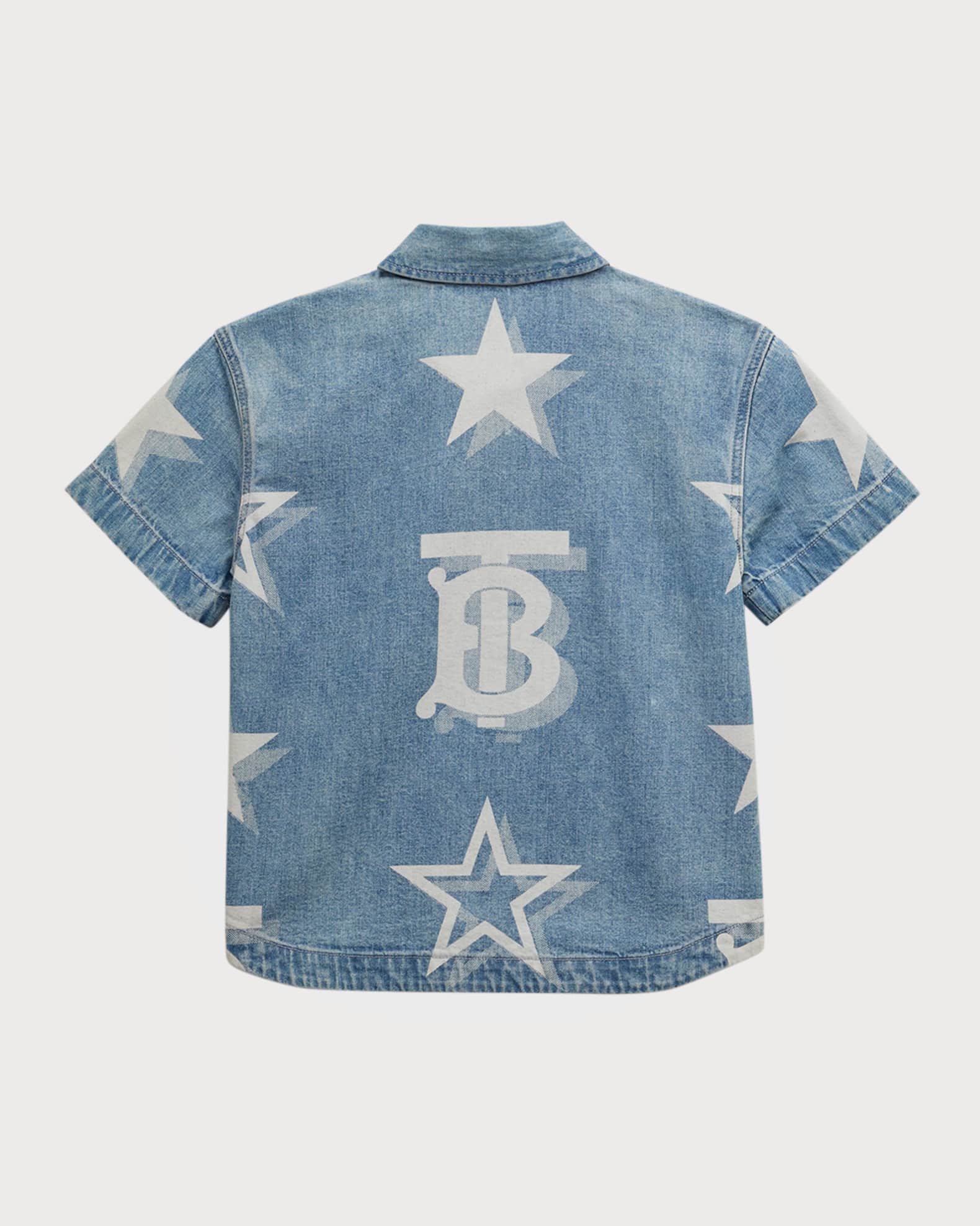 Burberry Boy's Alan Star Monogram Denim Shirt, Size 3-14 | Neiman Marcus