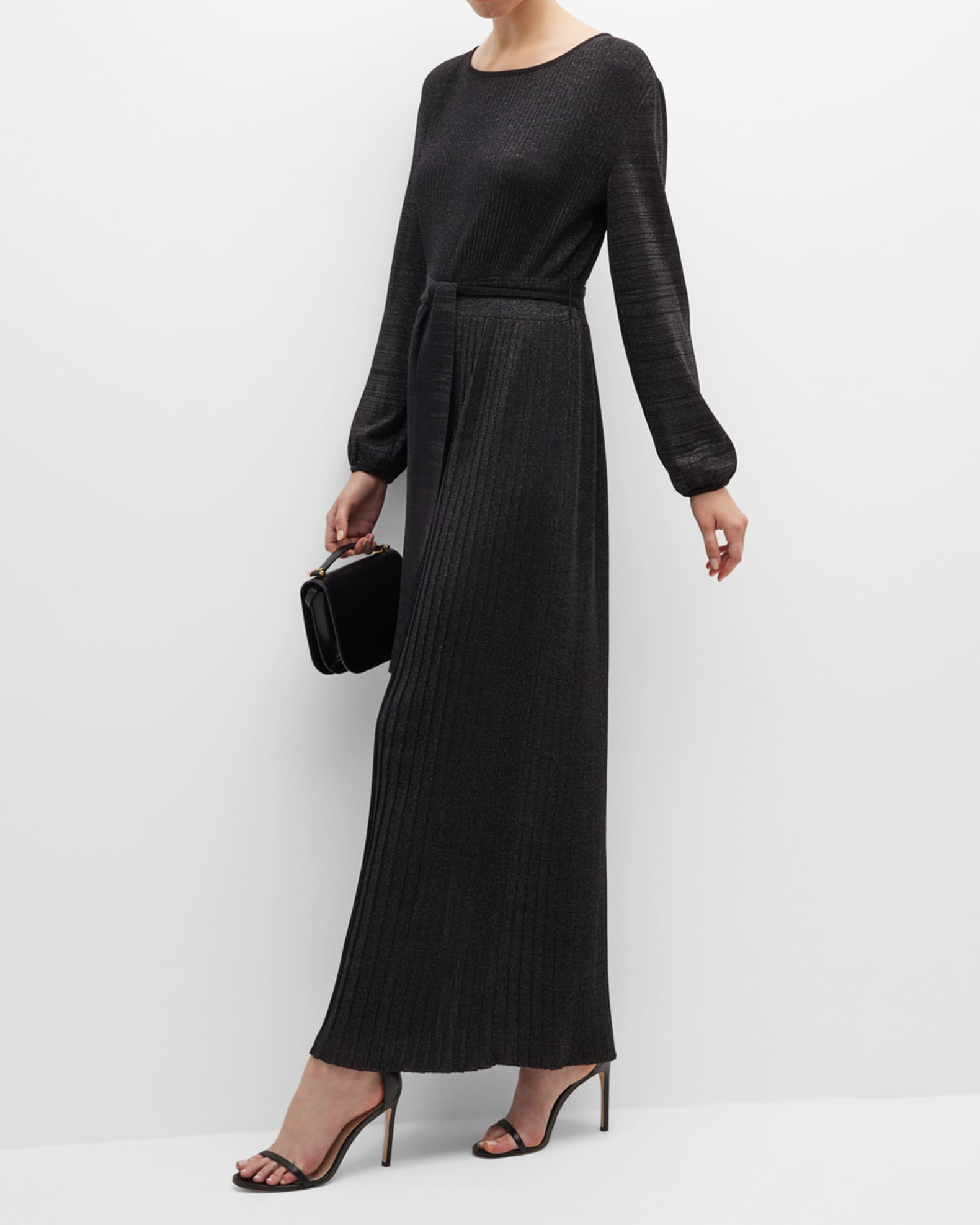 Misook Pleated Shimmer Knit Maxi Dress | Neiman Marcus