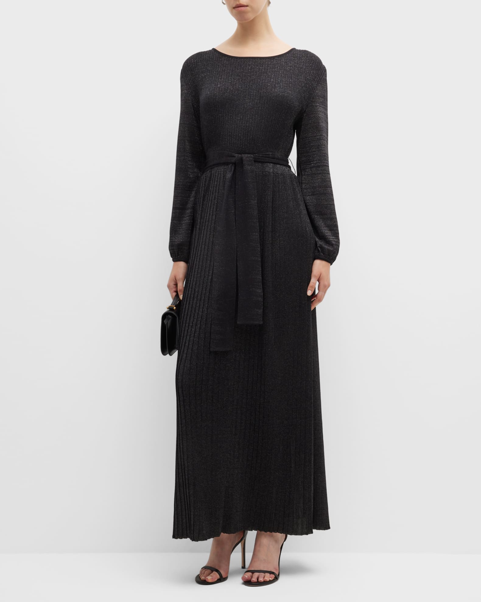 Misook Pleated Shimmer Knit Maxi Dress | Neiman Marcus