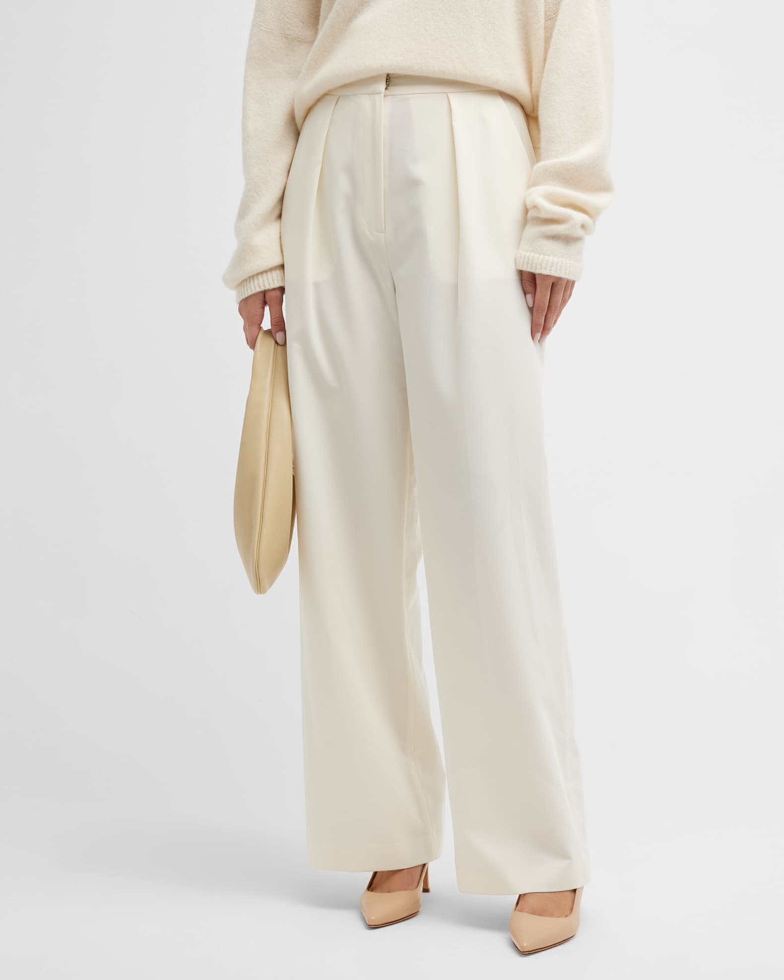 Misook Tailored Wide-Leg Chiffon Pants | Neiman Marcus