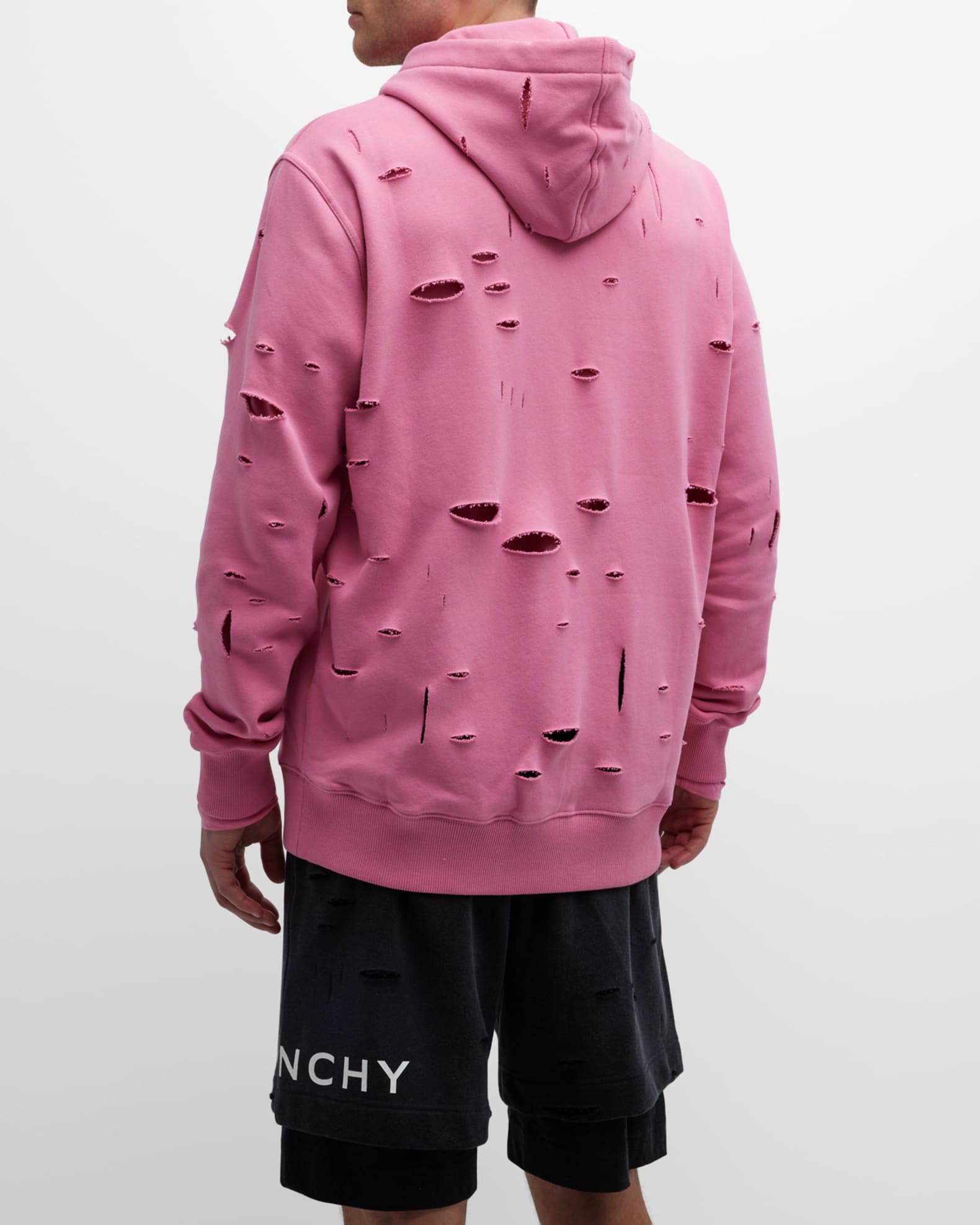 Givenchy Men's Destroyed Logo Pullover Hoodie | Neiman Marcus
