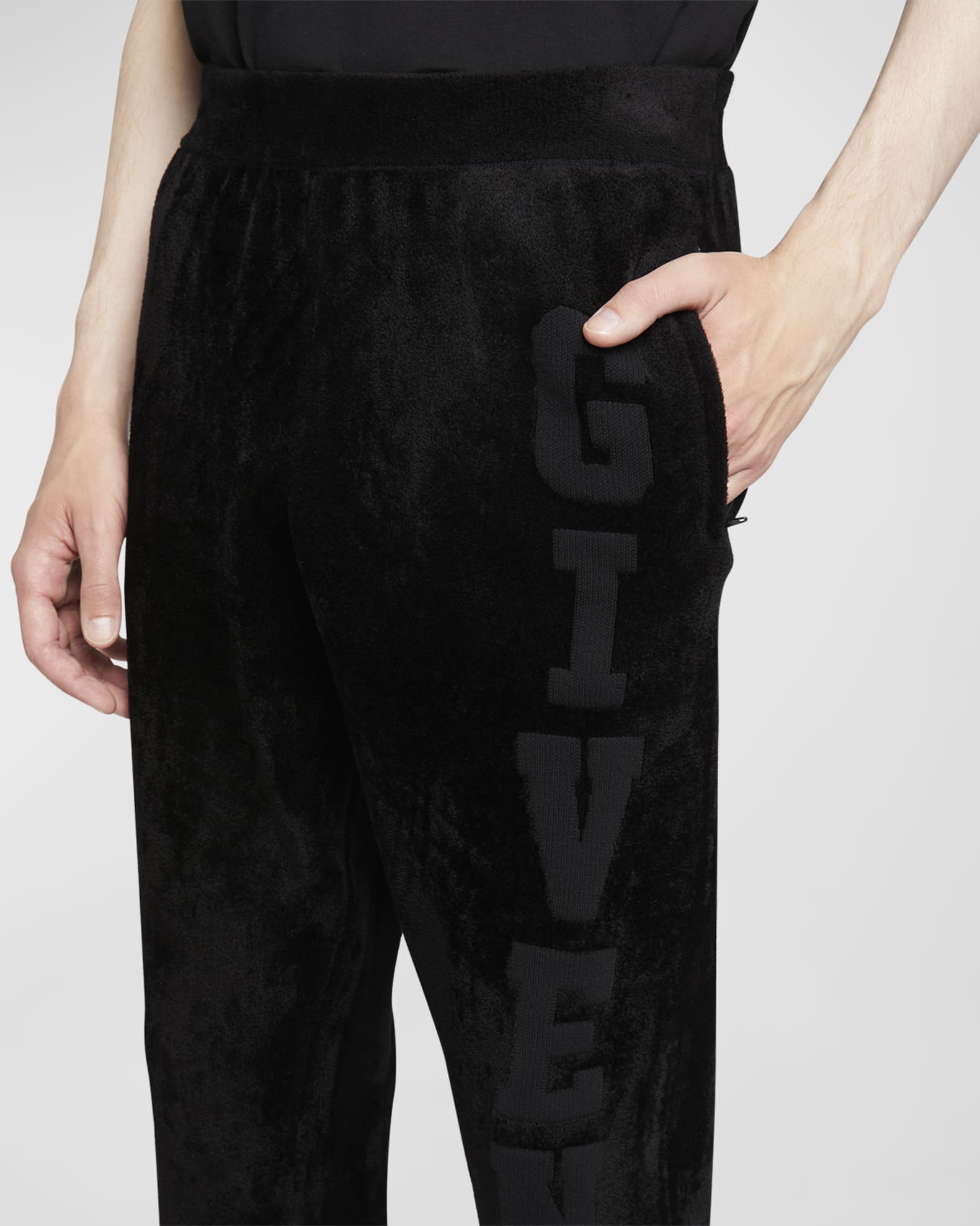 Givenchy Men's Velour Logo Track Pants | Neiman Marcus