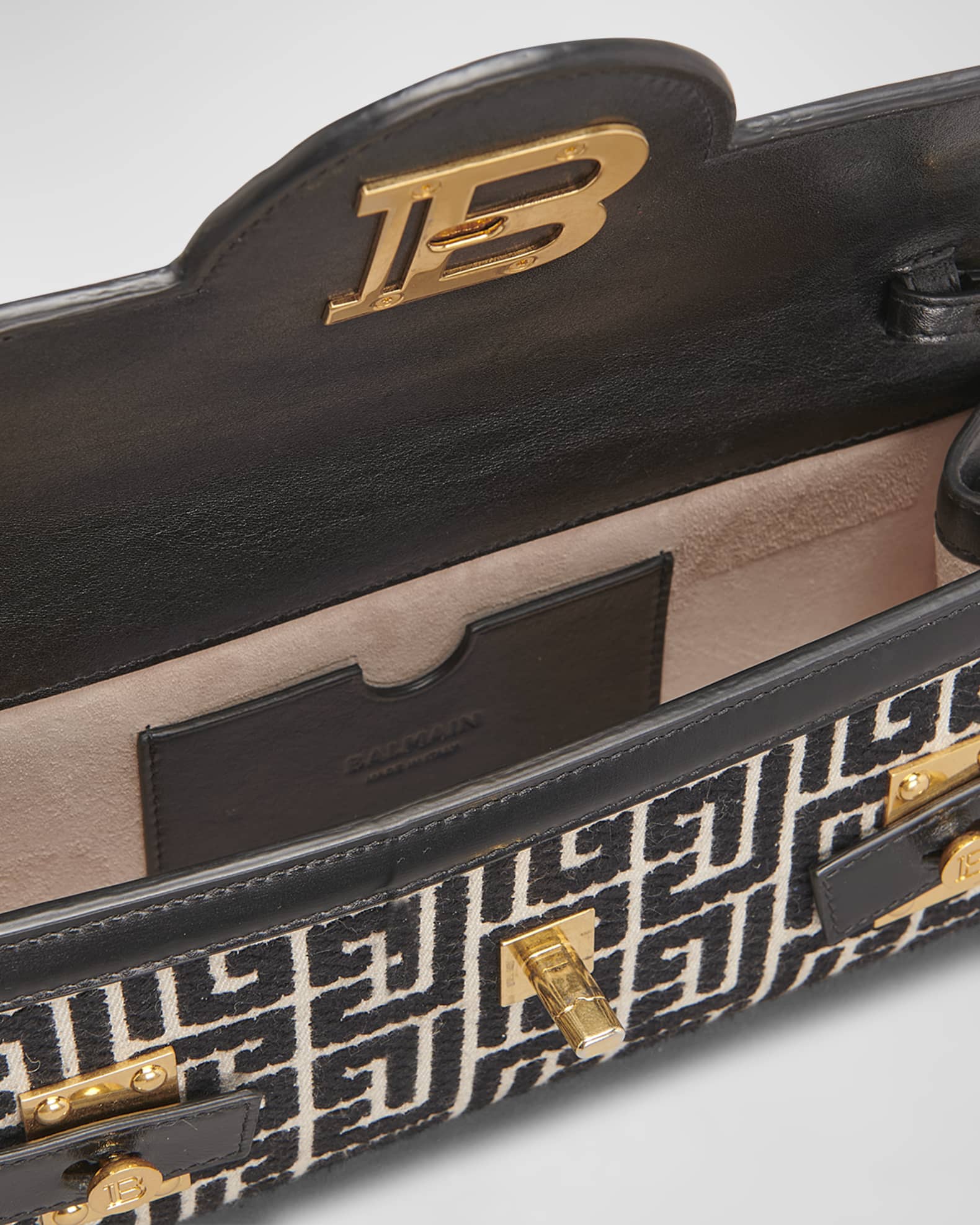 Balmain BBuzz 23 Wallet on a Chain in Monogram Jacquard | Neiman Marcus