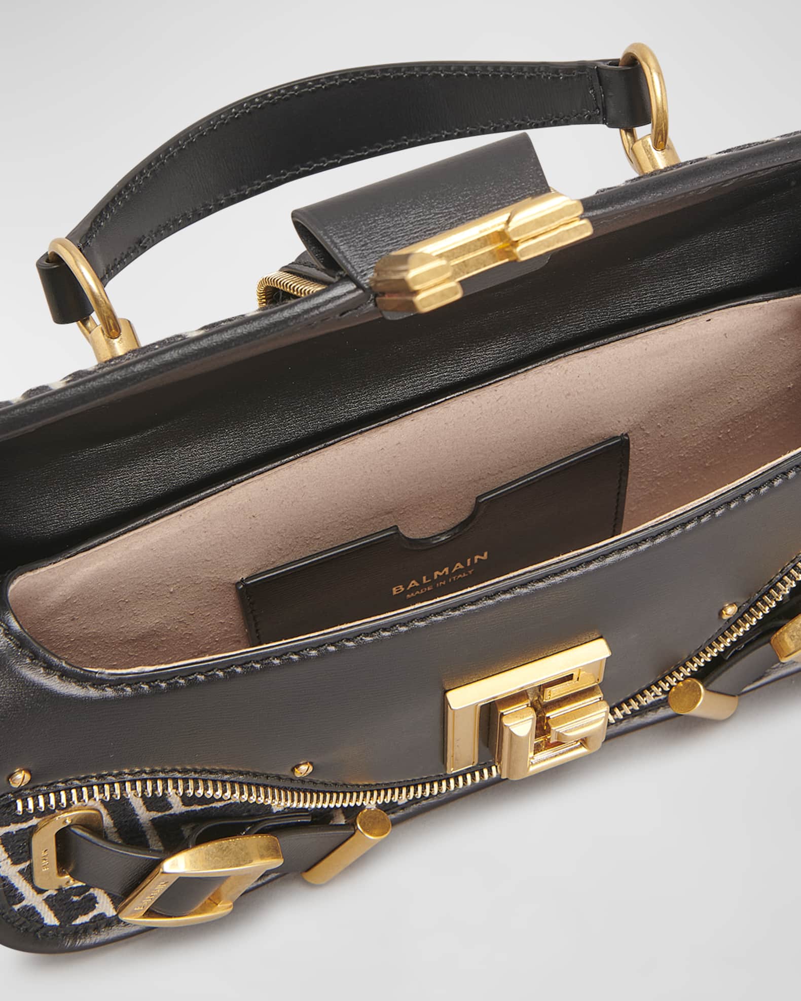 Balmain Blaze Monogram Jacquard Top-Handle Bag | Neiman Marcus