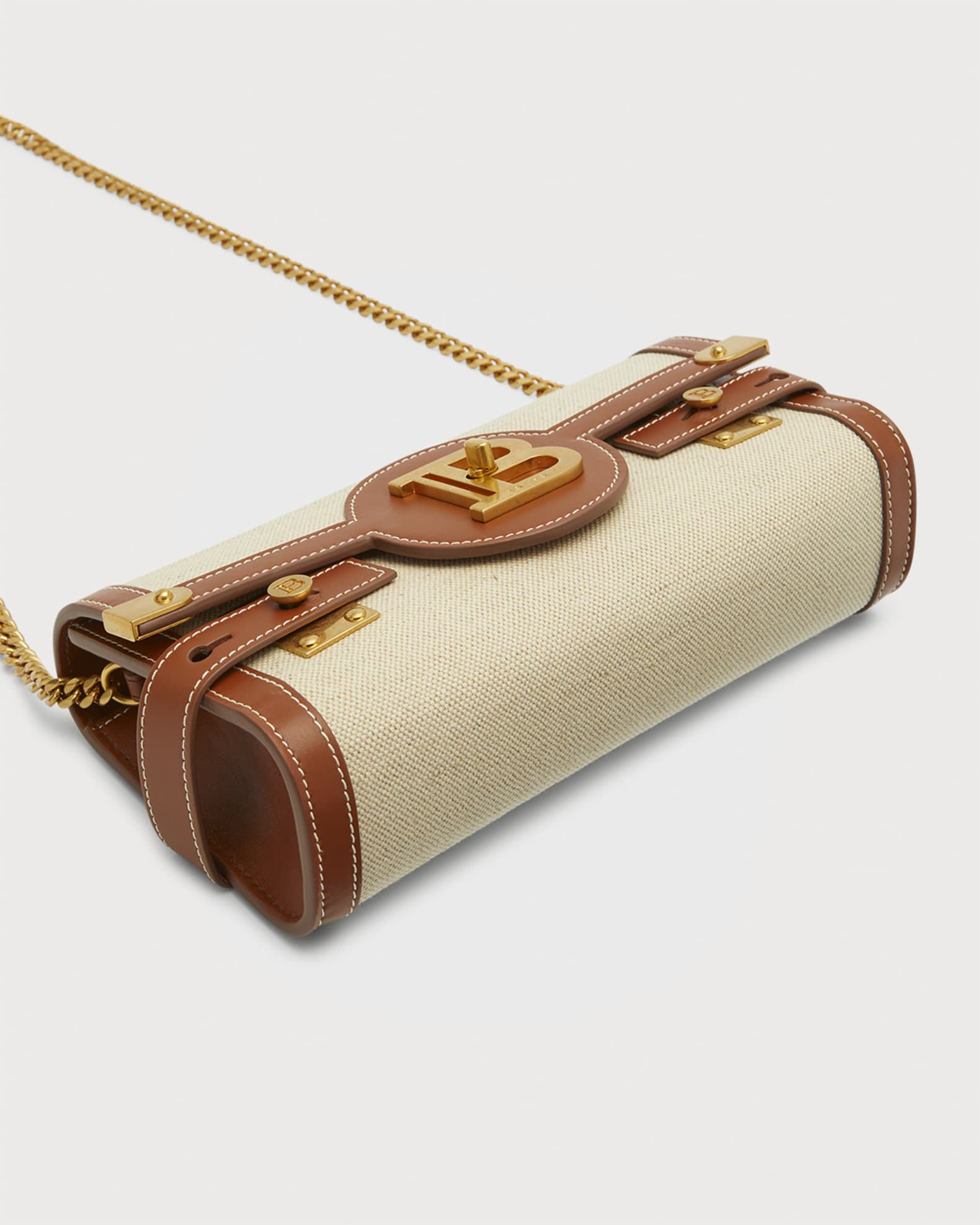 Balmain BBuzz 23 Wallet on a Chain in Canvas and Leather | Neiman Marcus