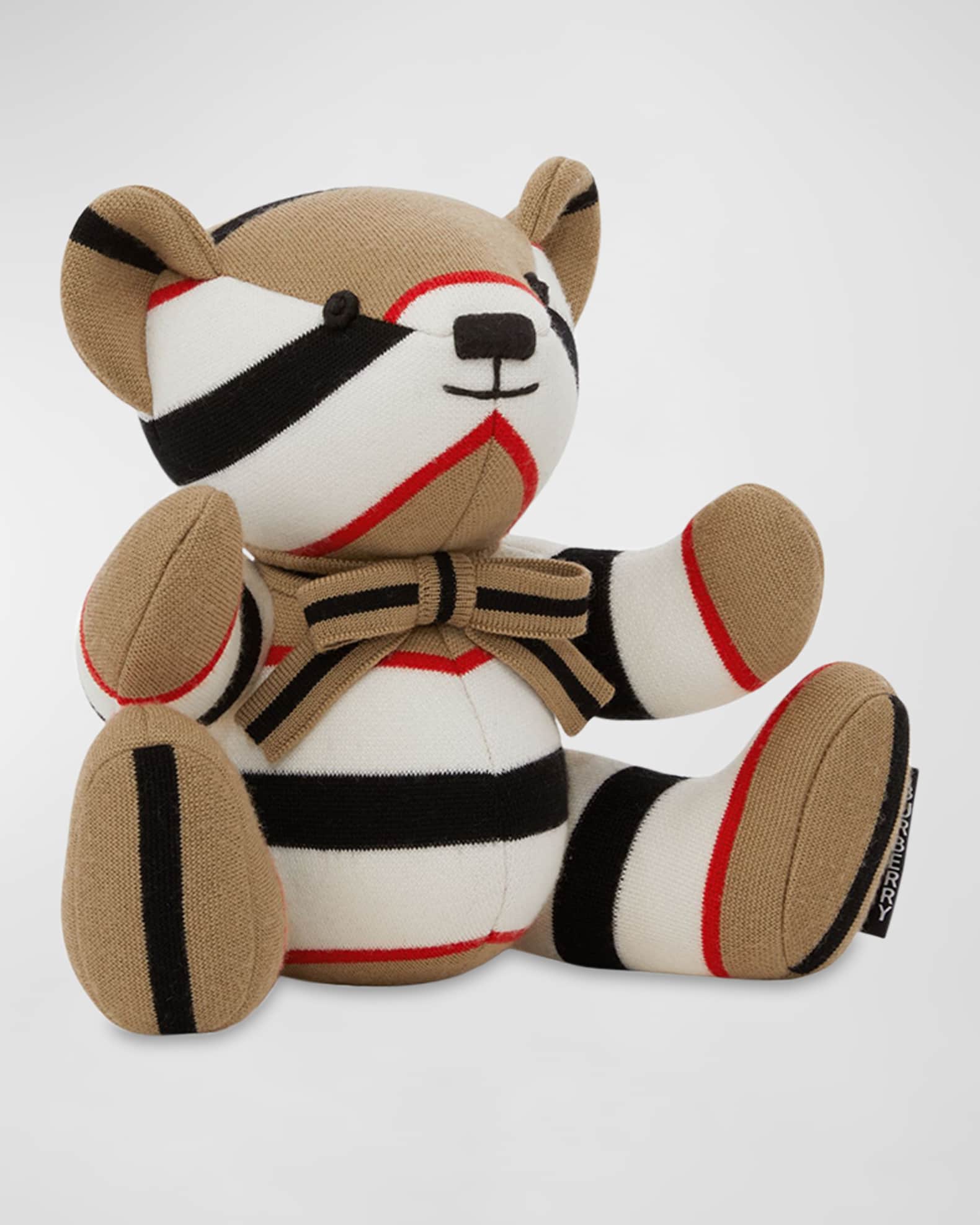 Burberry Icon Stripe Wool Sitting Teddy Bear | Neiman Marcus