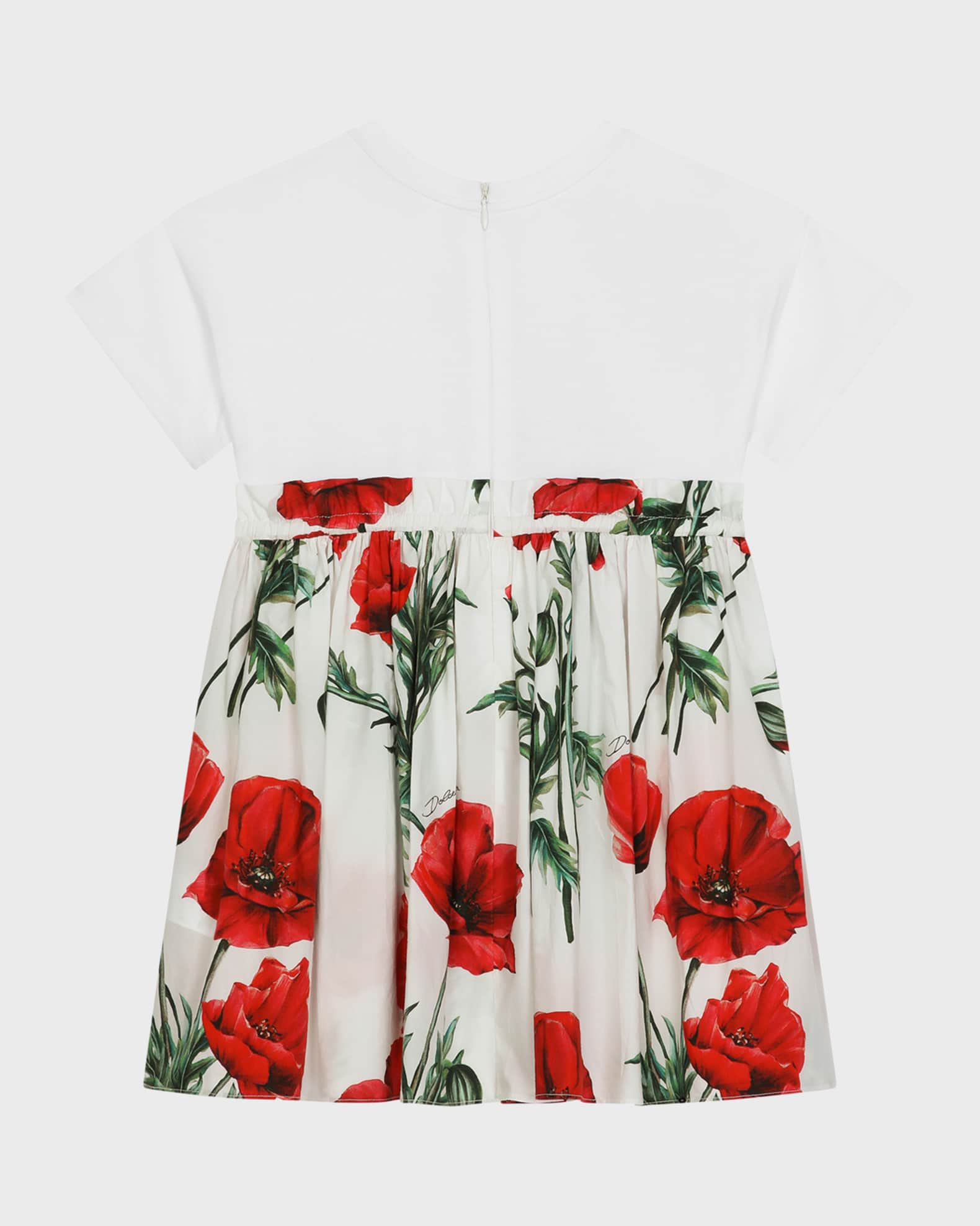 Poppy-Print Combo Dress | Neiman Marcus