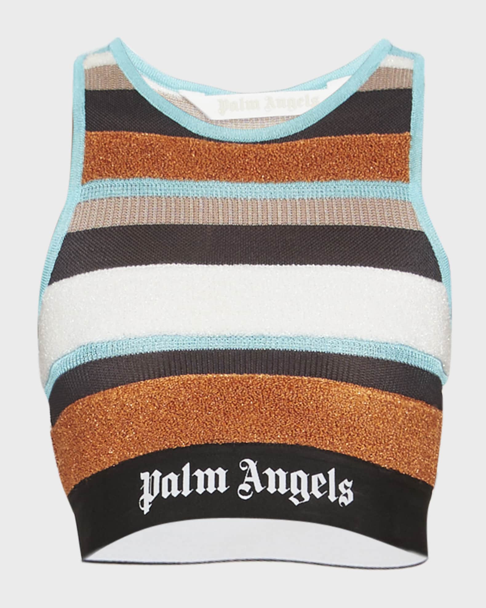 Palm Angels Stripe Logo Crop Top | Neiman Marcus