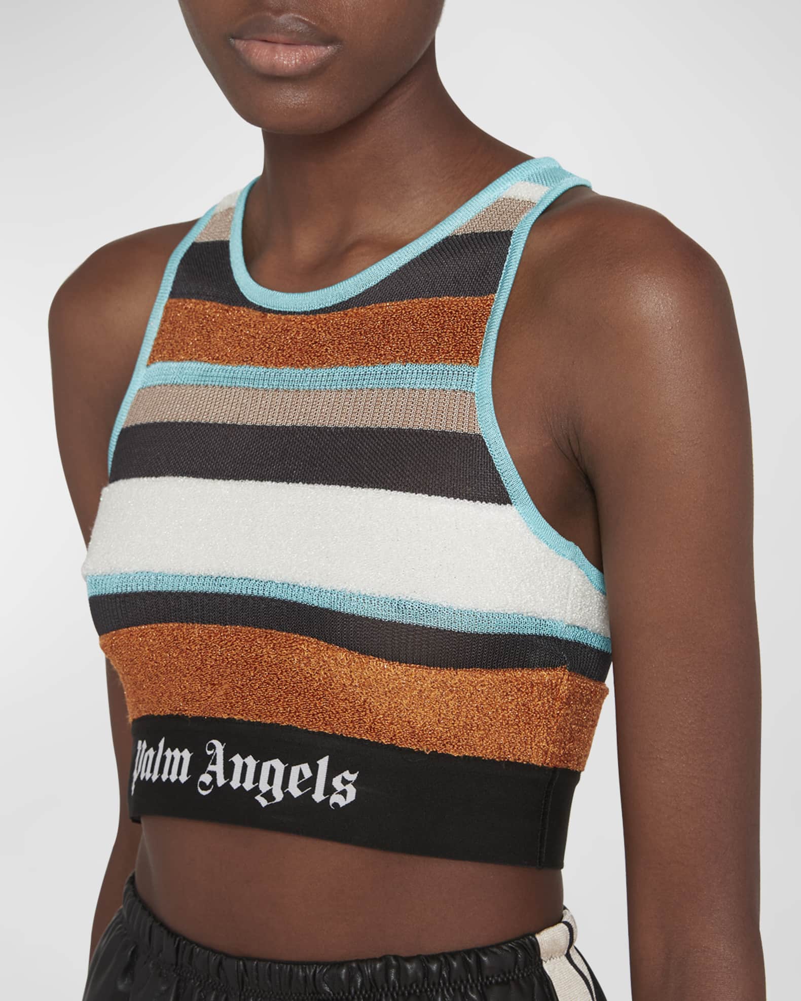 Palm Angels Stripe Logo Crop Top | Neiman Marcus
