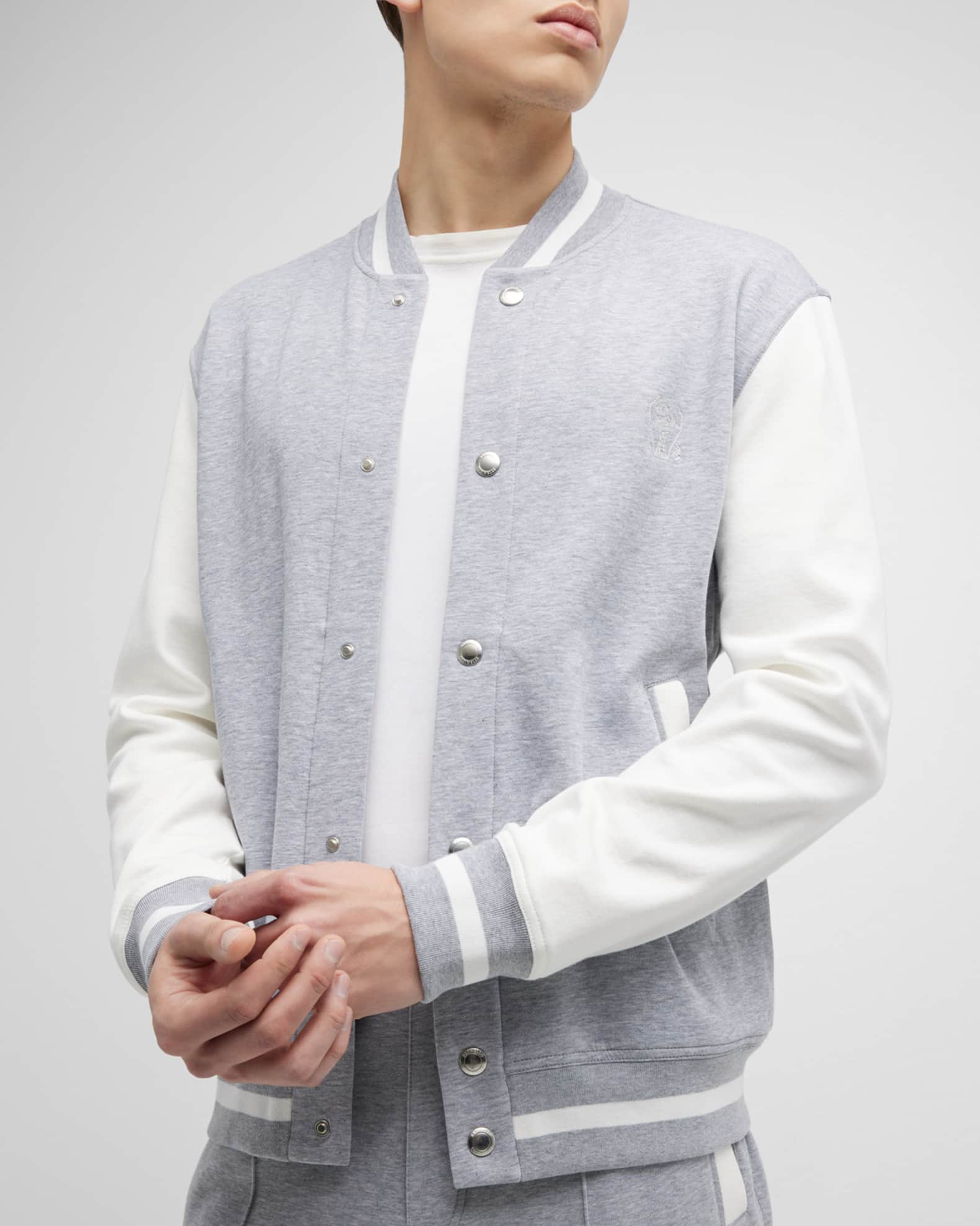 Brunello Cucinelli Men's Snap-Front Baseball Jacket | Neiman Marcus