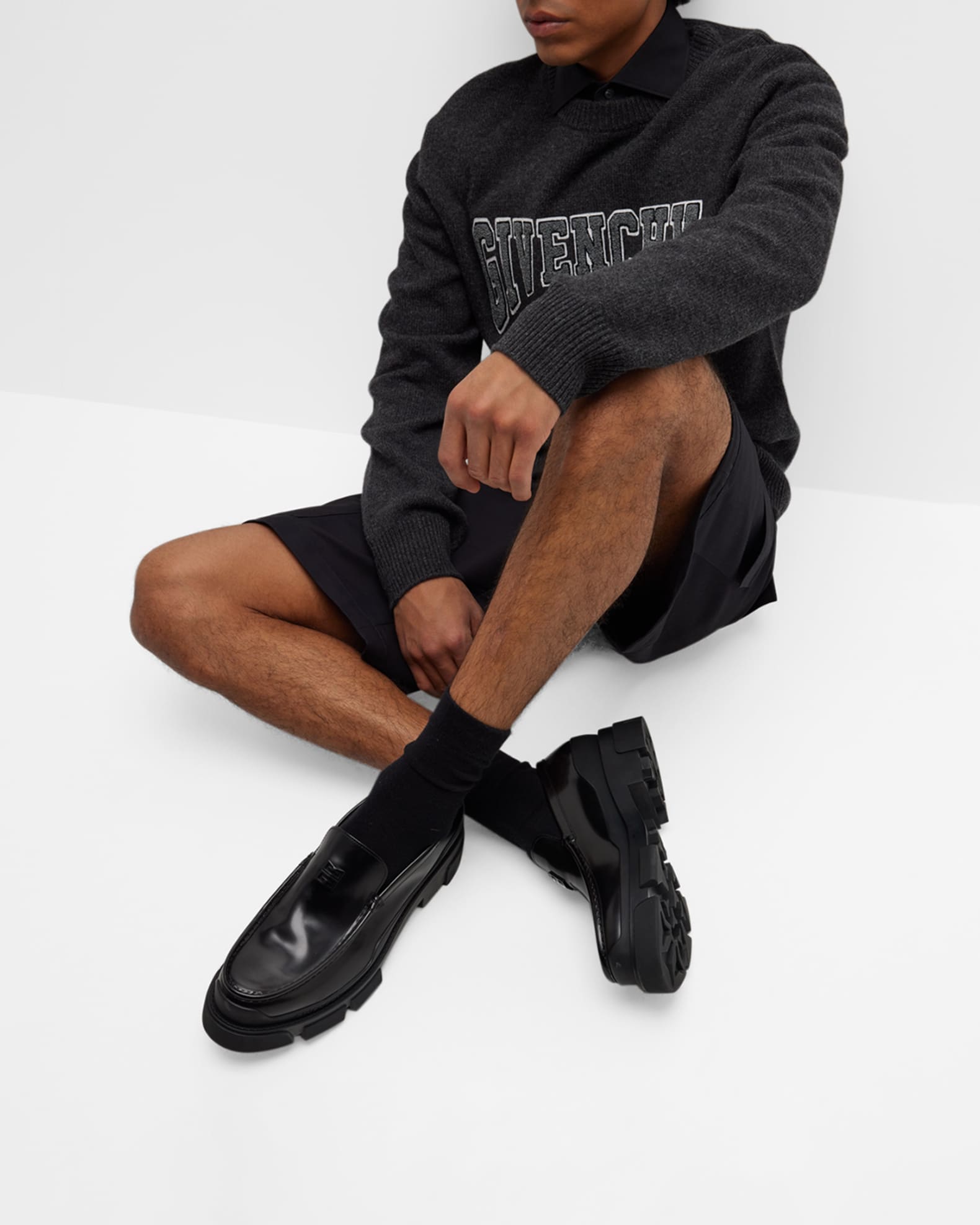 Givenchy Men's Terra Tonal 4G Chunky Leather Loafers | Neiman Marcus