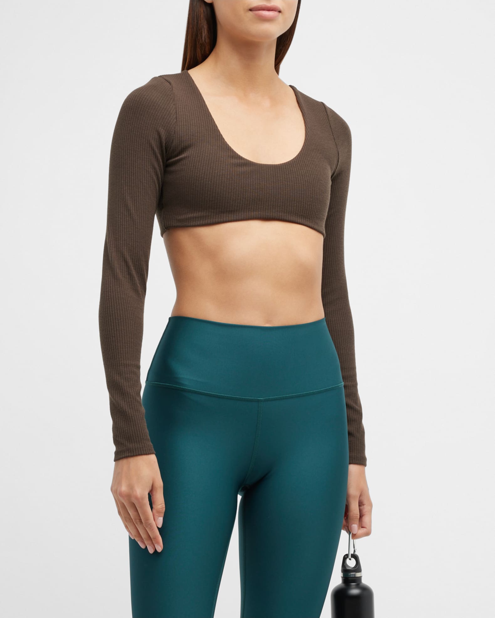 Alo Yoga Ribbed Defined Long-Sleeve Bra | Neiman Marcus