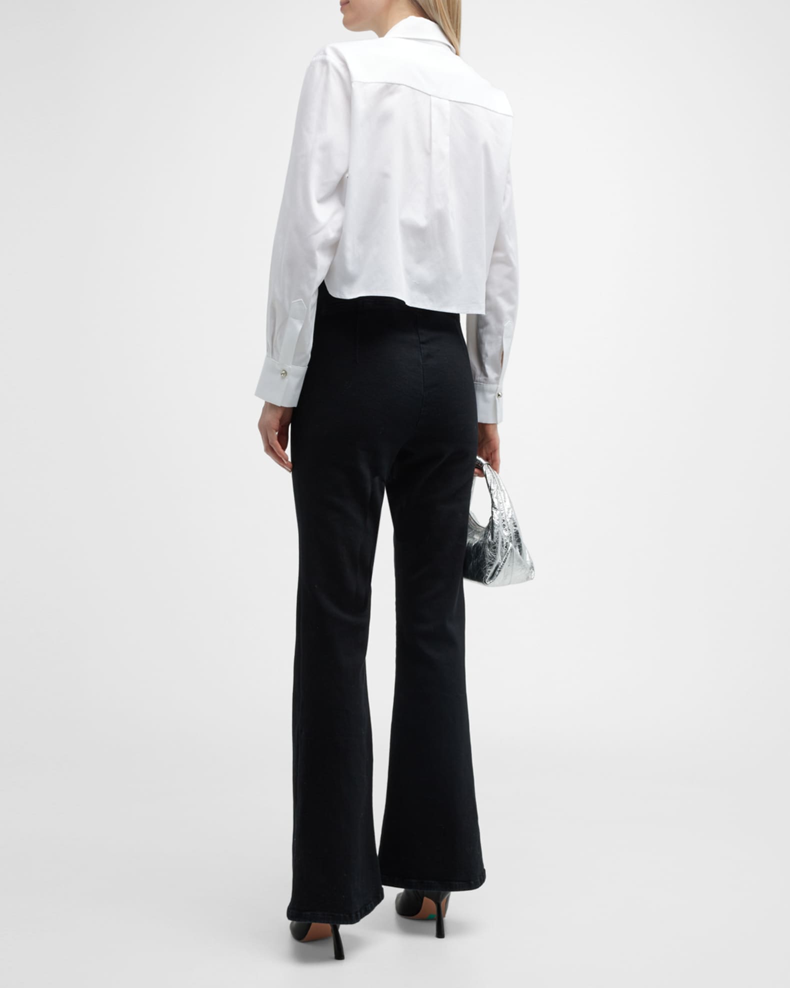 FRAME Jet Set Flared Front-Slit Jeans | Neiman Marcus