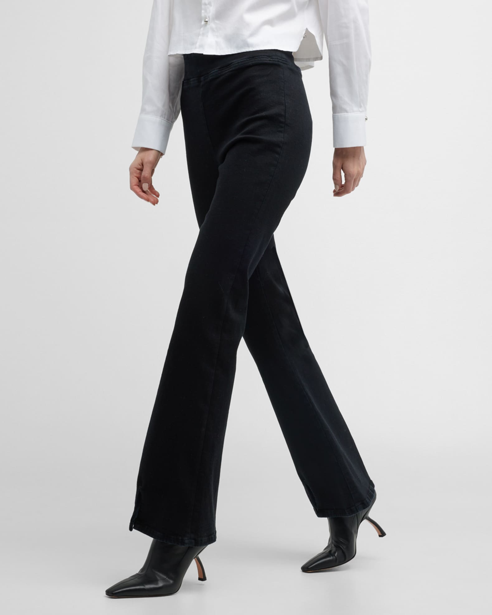 FRAME Jet Set Flared Front-Slit Jeans | Neiman Marcus