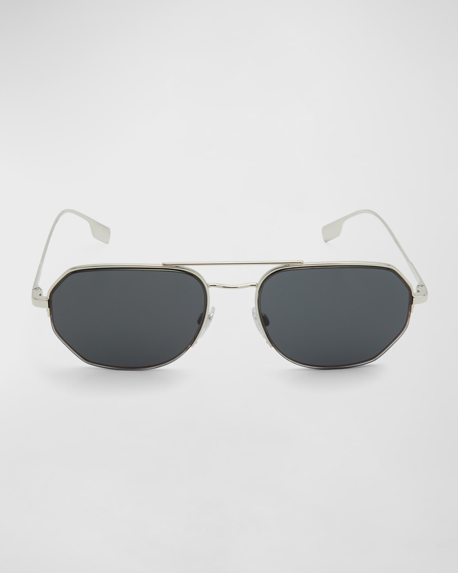 Burberry Men's Henry Double-Bridge Steel Aviator Sunglasses | Neiman Marcus