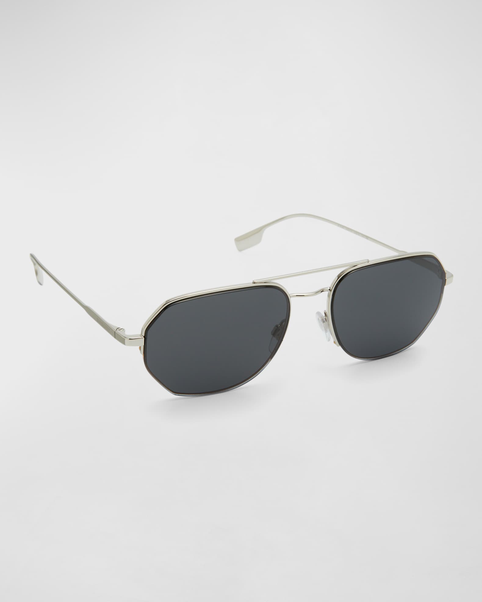Burberry Men's Henry Double-Bridge Steel Aviator Sunglasses | Neiman Marcus